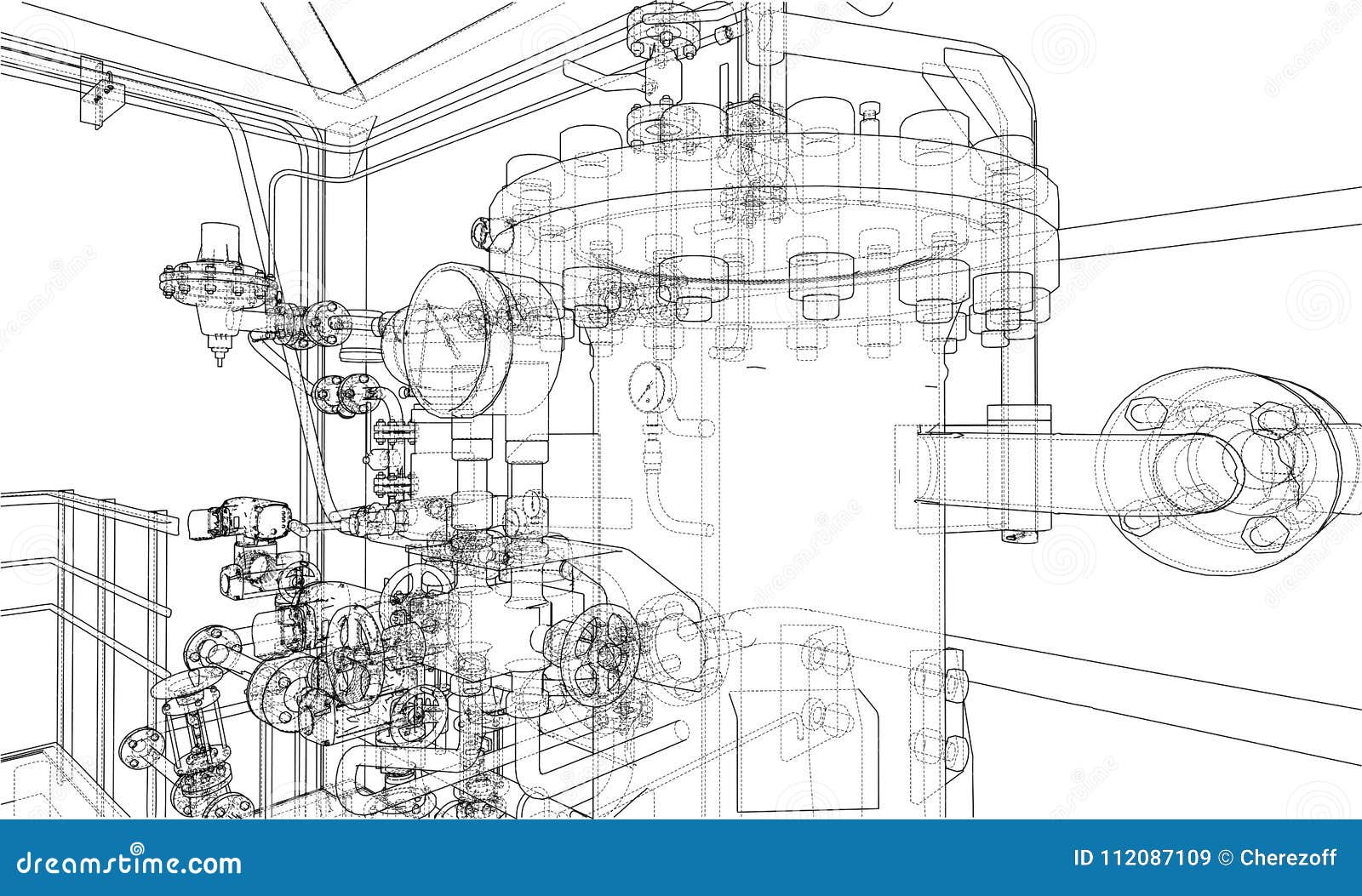 Sketch Industrial Equipment. Vector Stock Vector - Illustration of ...