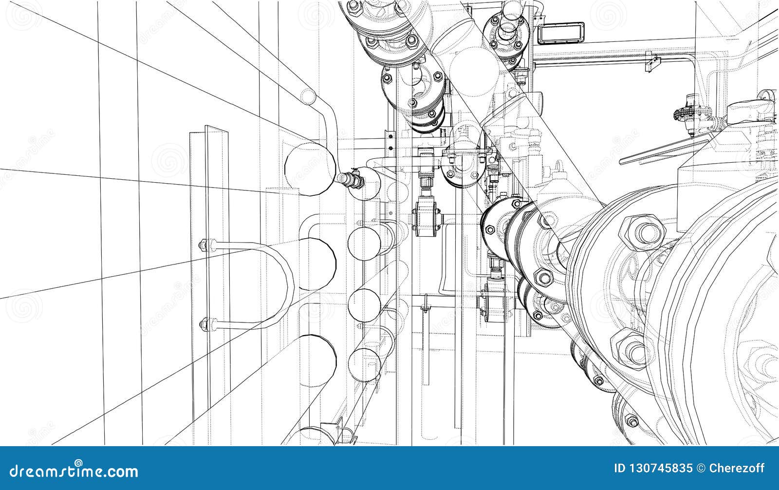 Sketch of Industrial Equipment. Vector Stock Vector - Illustration of ...