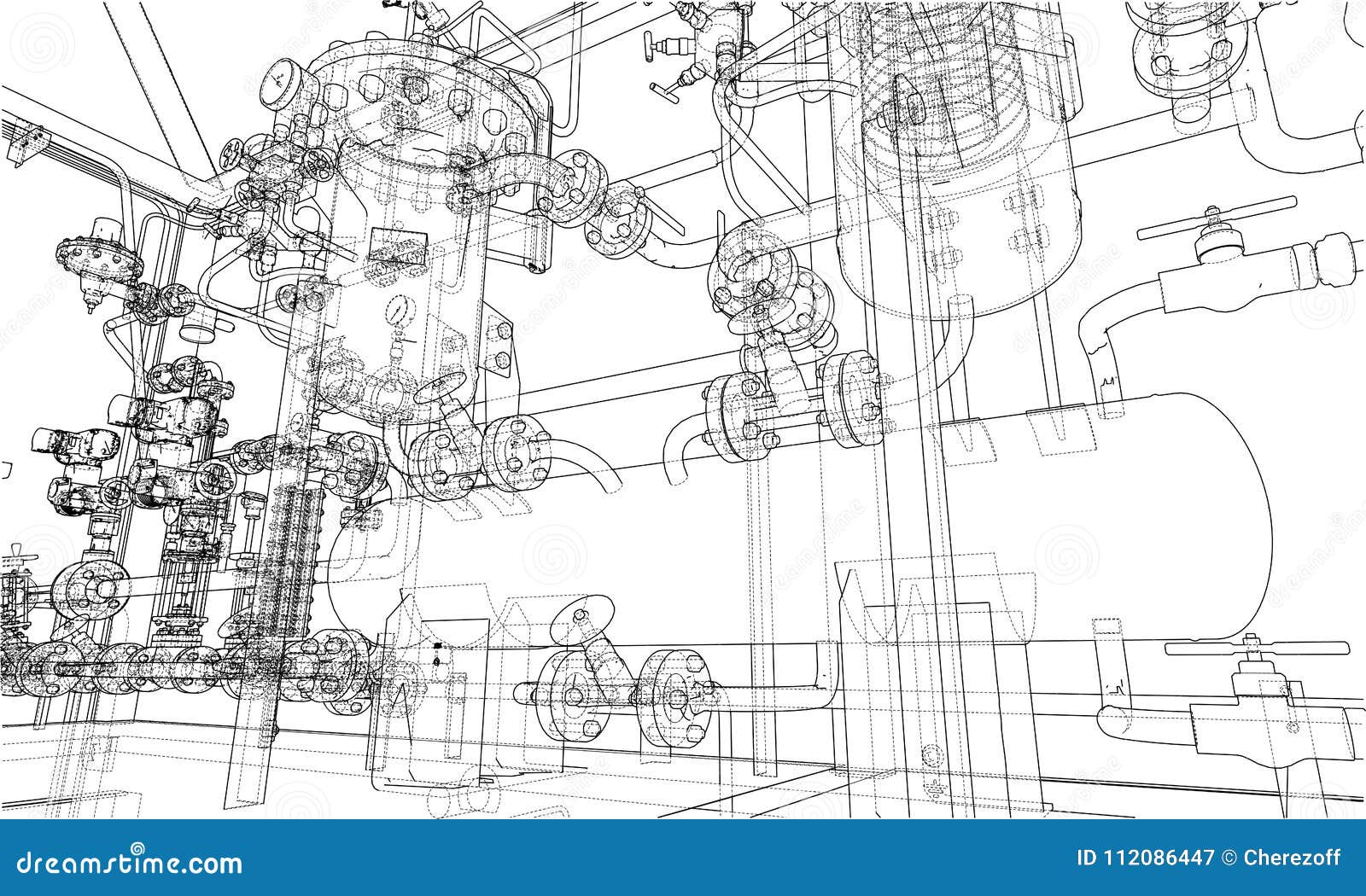 Sketch Industrial Equipment. Vector Stock Vector - Illustration of ...