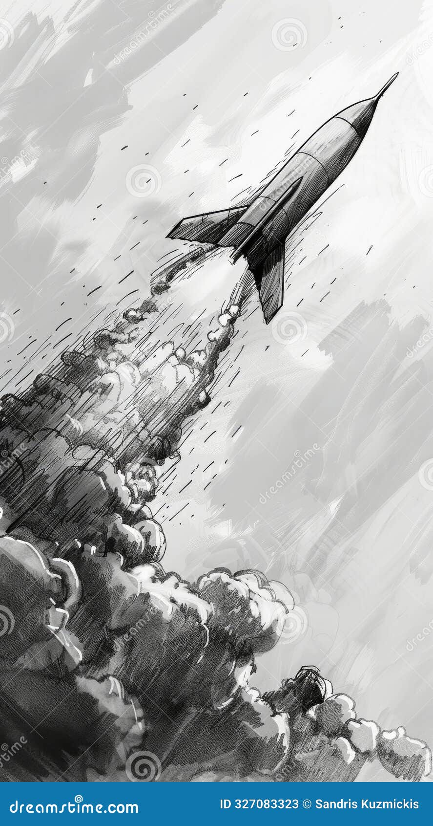 Sketch of a Large Launched Rocket. Generative AI. Stock Illustration ...