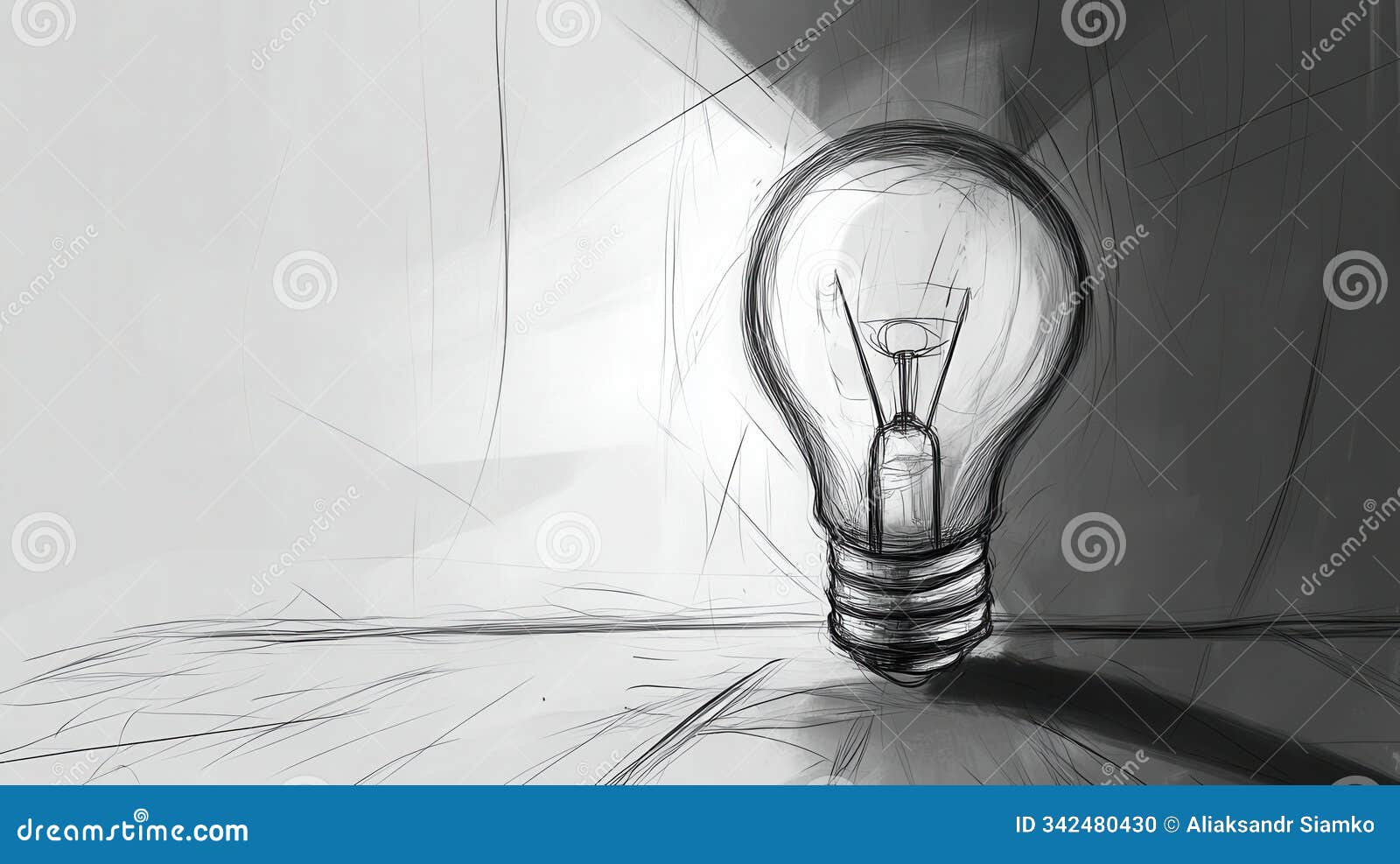 Sketch of Light Bulb with Faint Illumination Effect Stock Illustration ...