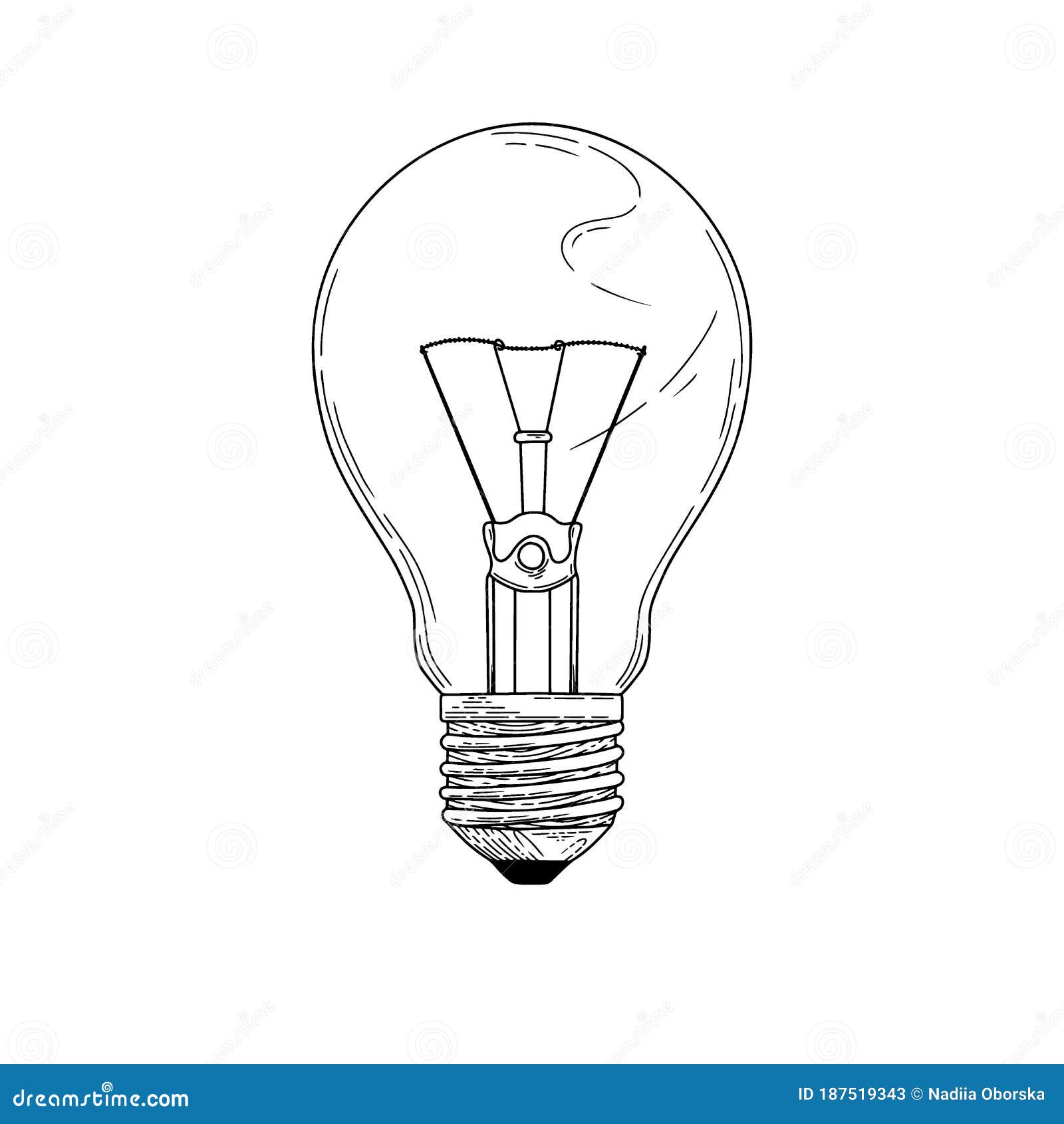 Sketch Lightbulb Isolated on a White Background. Vector Stock ...