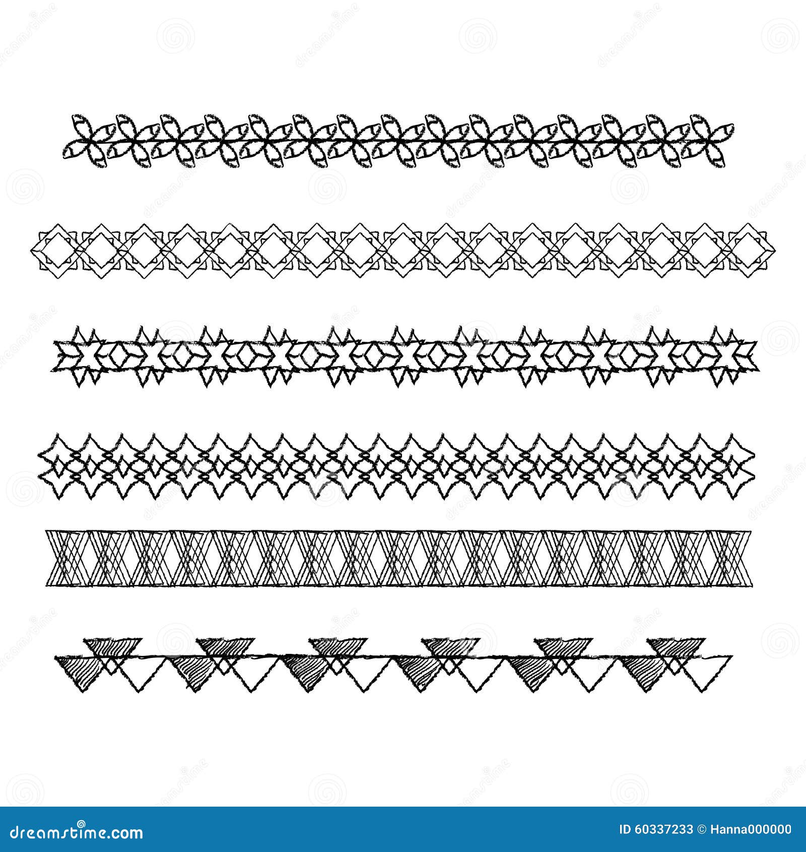 Sketch line border set stock vector. Illustration of brushes - 60337233