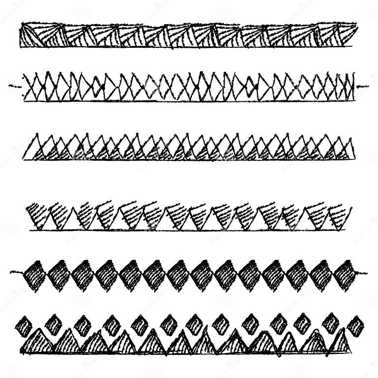 Sketch line border set stock vector. Illustration of illustrations ...