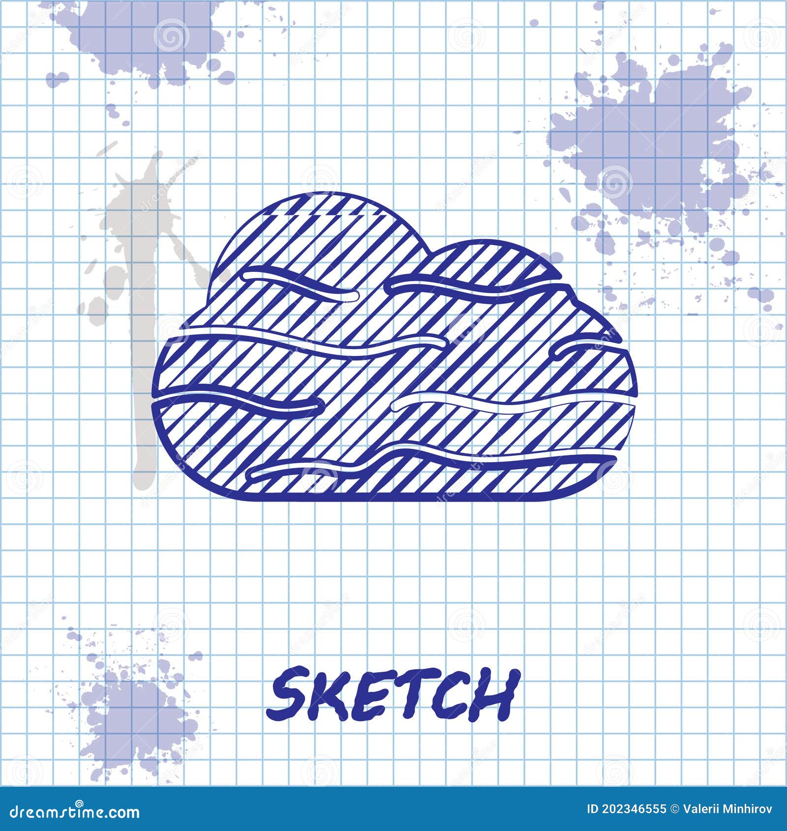 Sketch Line Fog and Cloud Icon Isolated on White Background. Vector ...