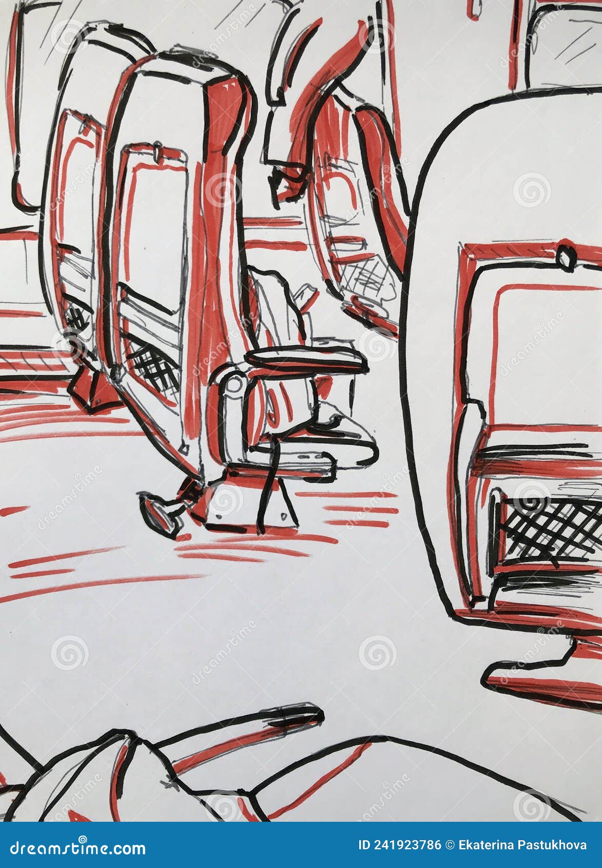 Inside a Train Car with Seats Stock Illustration - Illustration of rows ...