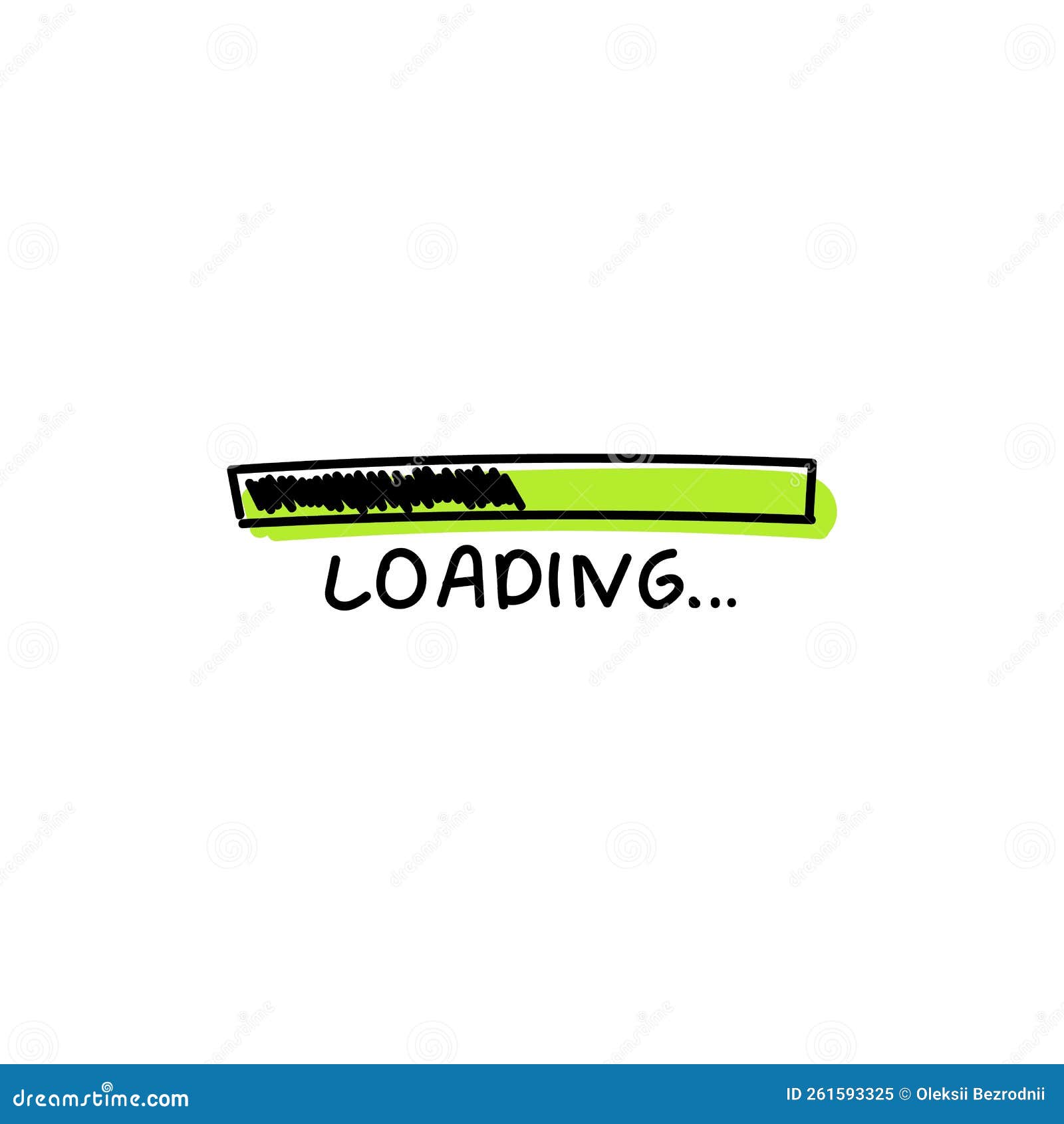 Sketch Loading Green Bar Hand Drawn Icon Stock Vector - Illustration of ...