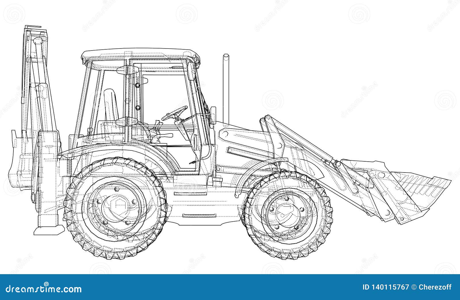Sketch of Loading Shovel with Back Actor Stock Vector - Illustration of ...
