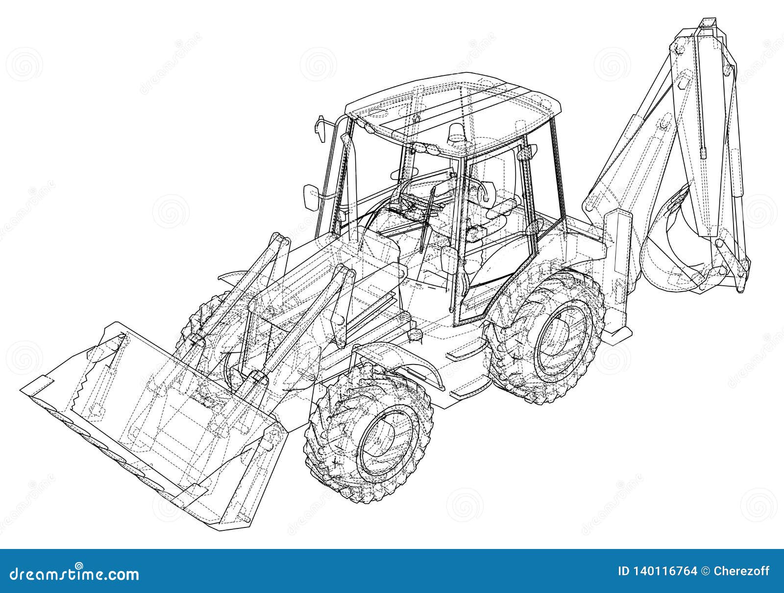 Sketch of Loading Shovel with Back Actor Stock Vector - Illustration of ...