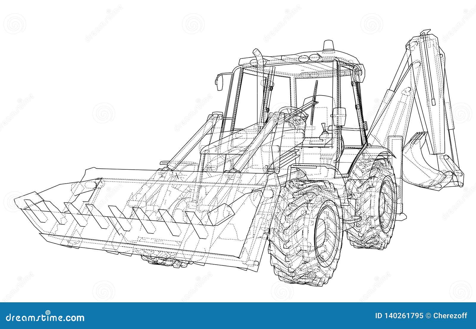 Sketch of Loading Shovel with Back Actor Stock Vector - Illustration of ...