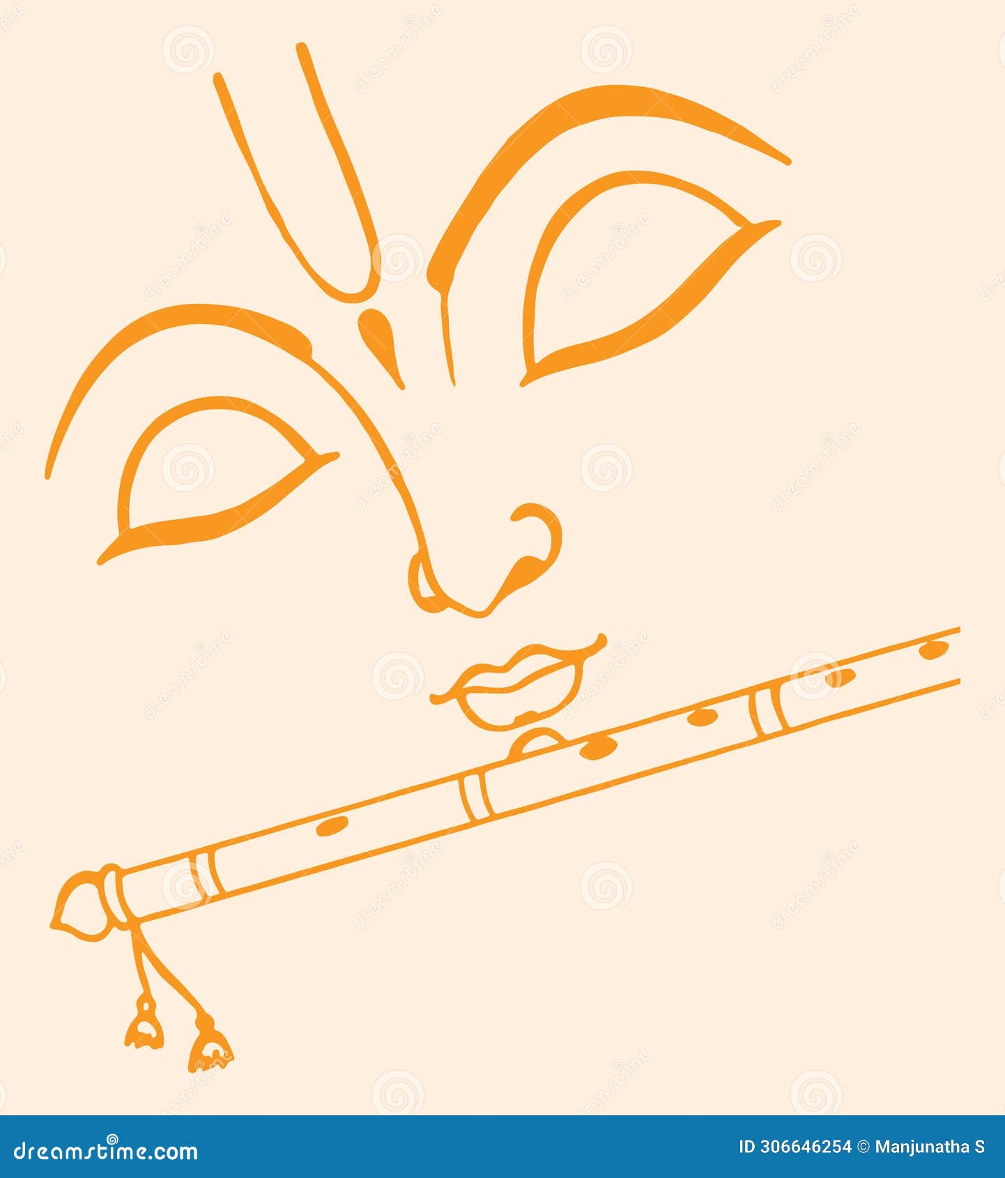 Sketch of Lord Krishna and Design Elements Illustration Stock Vector ...
