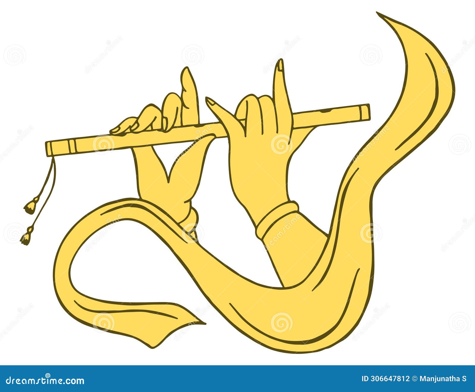 Sketch of Lord Krishna and Design Elements Illustration Stock Vector ...