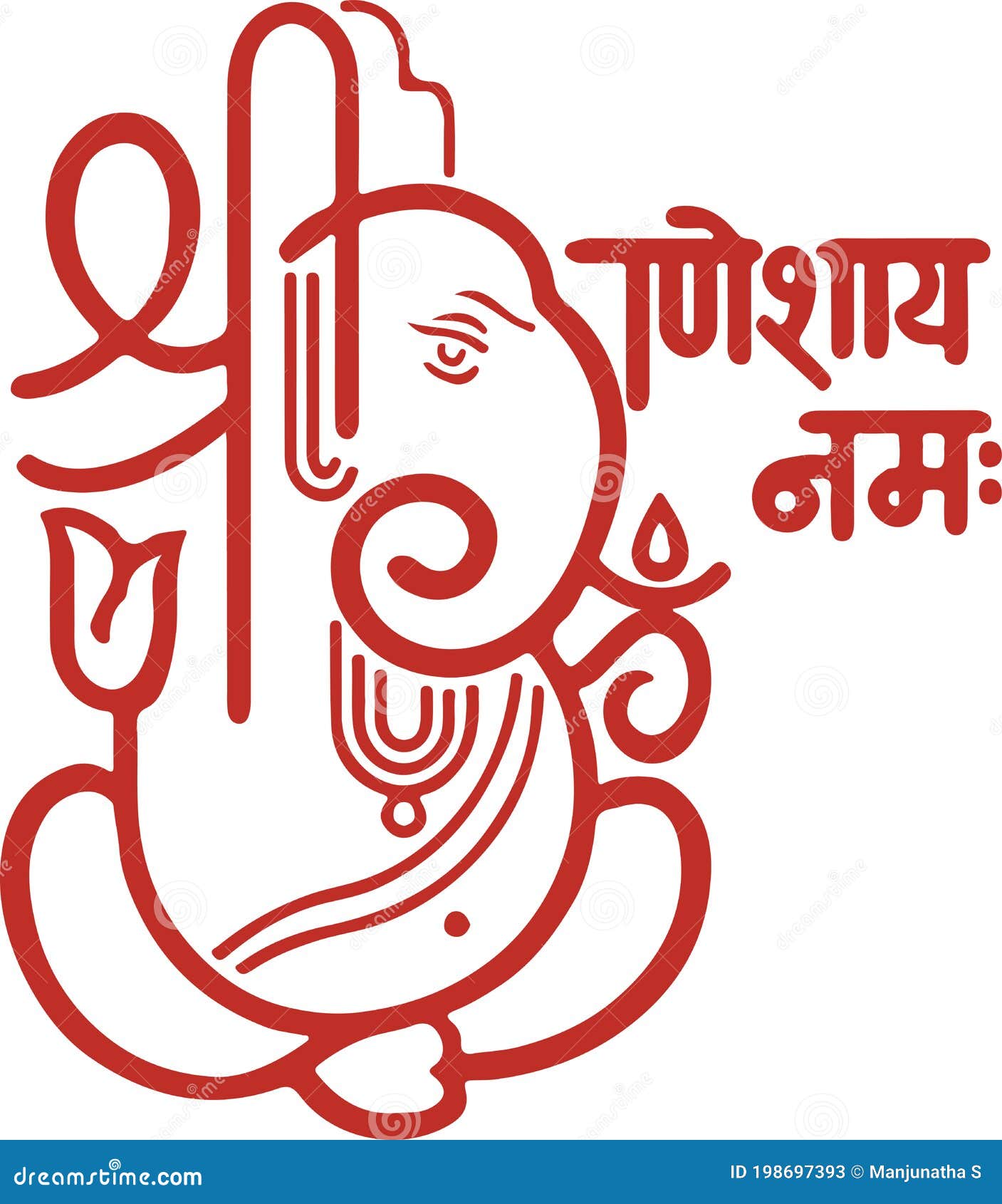 Sketch of Lord Vinayaka or Ganesha Creative Outline Editable Vector ...