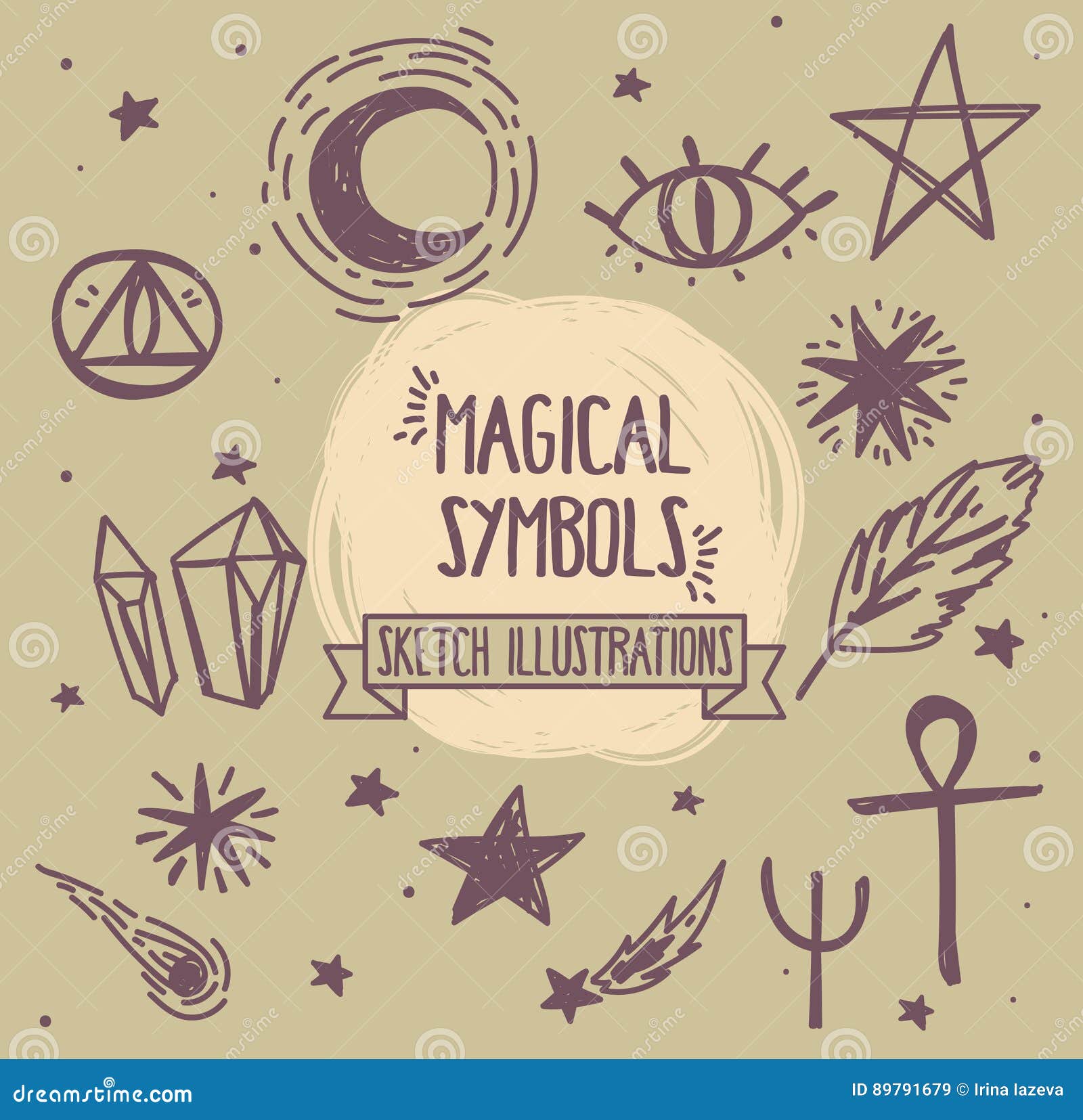 Sketch magic symbols stock vector. Illustration of alchemy - 89791679