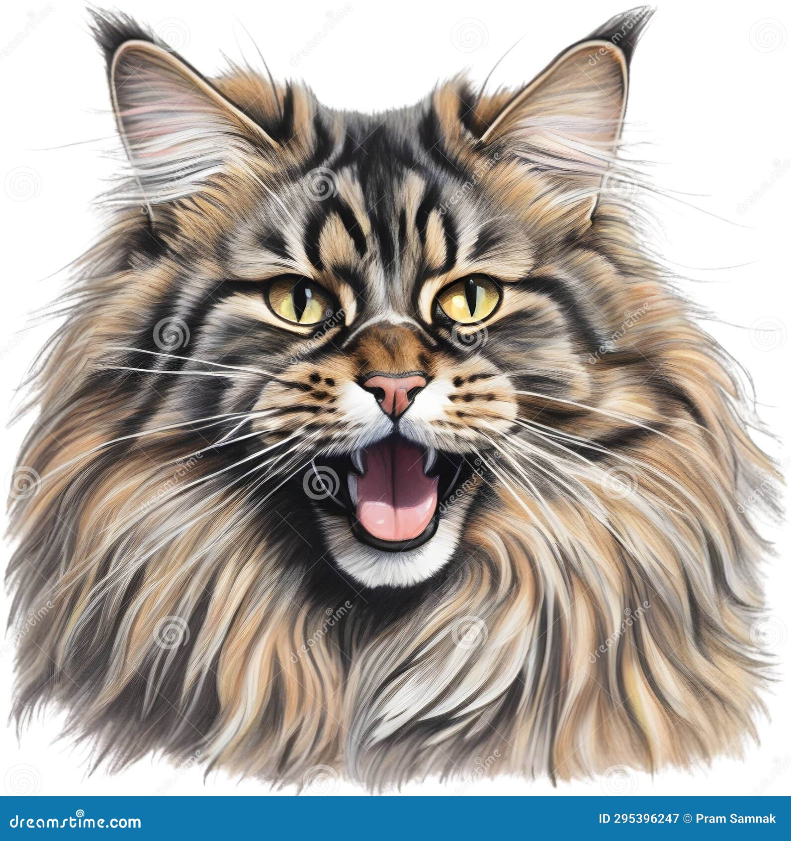 A Sketch of a Main Coon Cat. AI-Generated. Stock Image - Image of ...