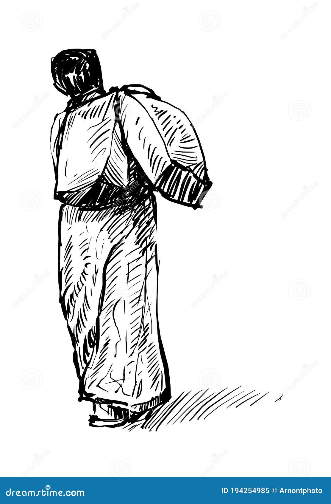 Sketch of the Man Exercise with Dumbbell Hand Draw Stock Illustration ...