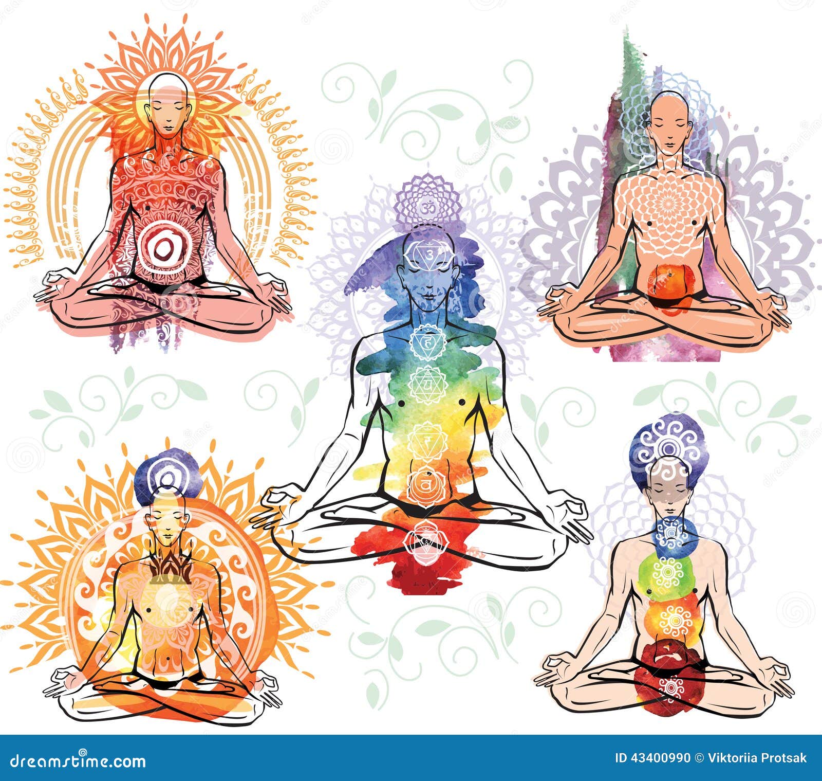 Sketch of Man in Meditating and Doing Yoga Poses Stock Vector ...