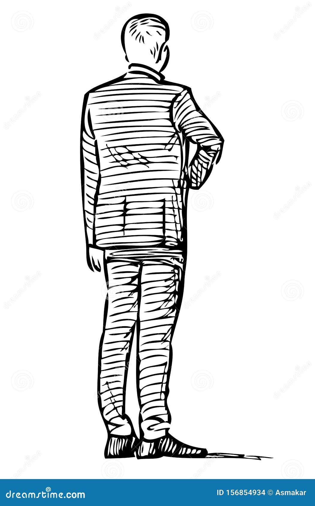 Sketch of Man in Suit Standing,watching and Waiting Stock Vector ...