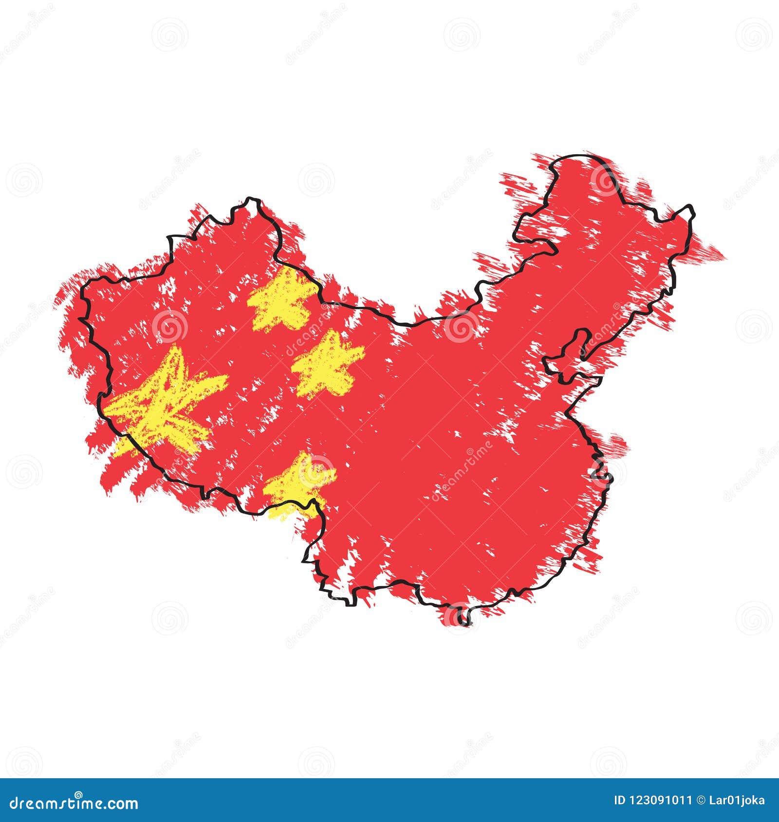 Sketch of a map of China stock vector. Illustration of ocean - 123091011
