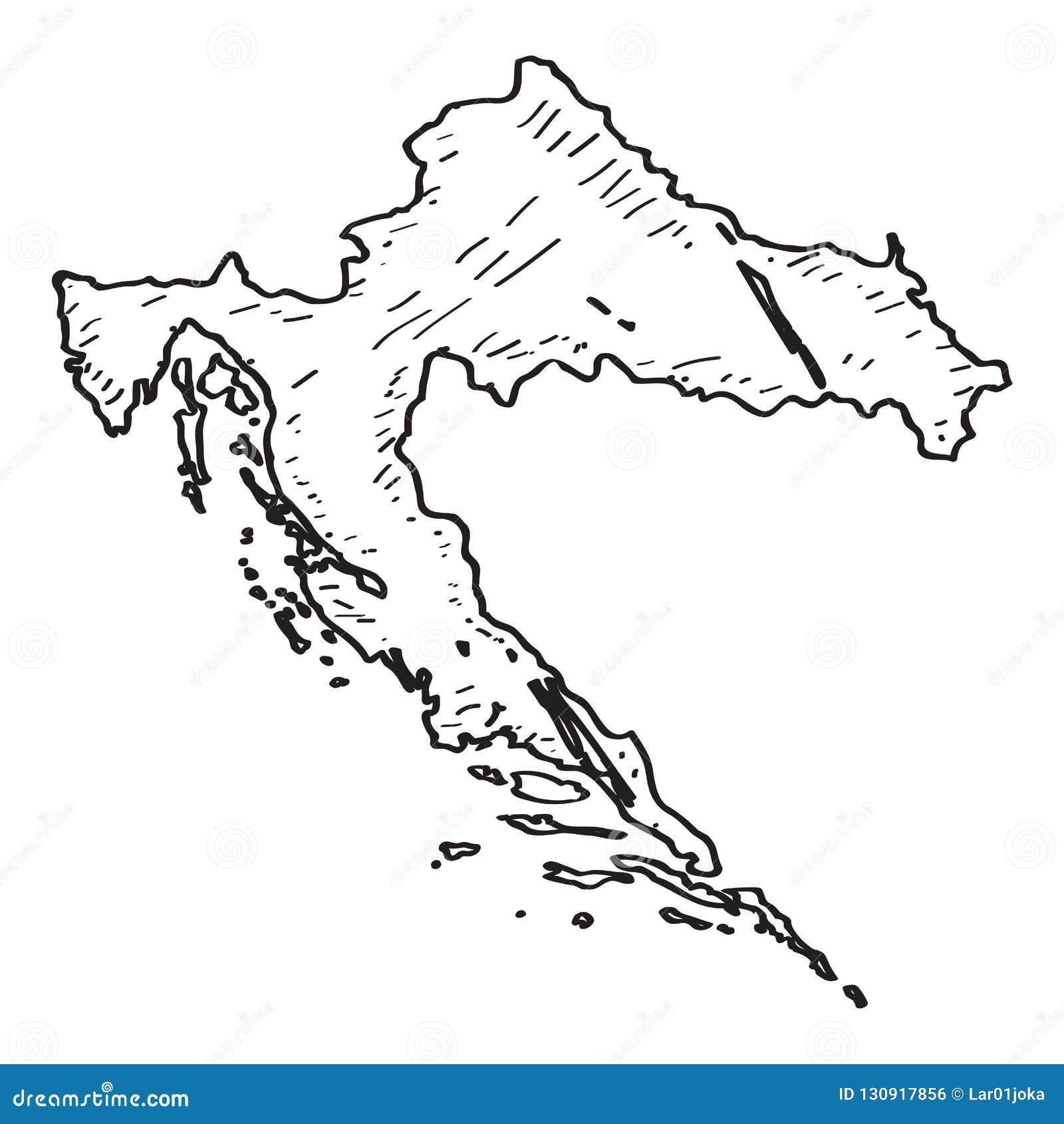 Sketch of a map of Croatia stock vector. Illustration of world - 130917856
