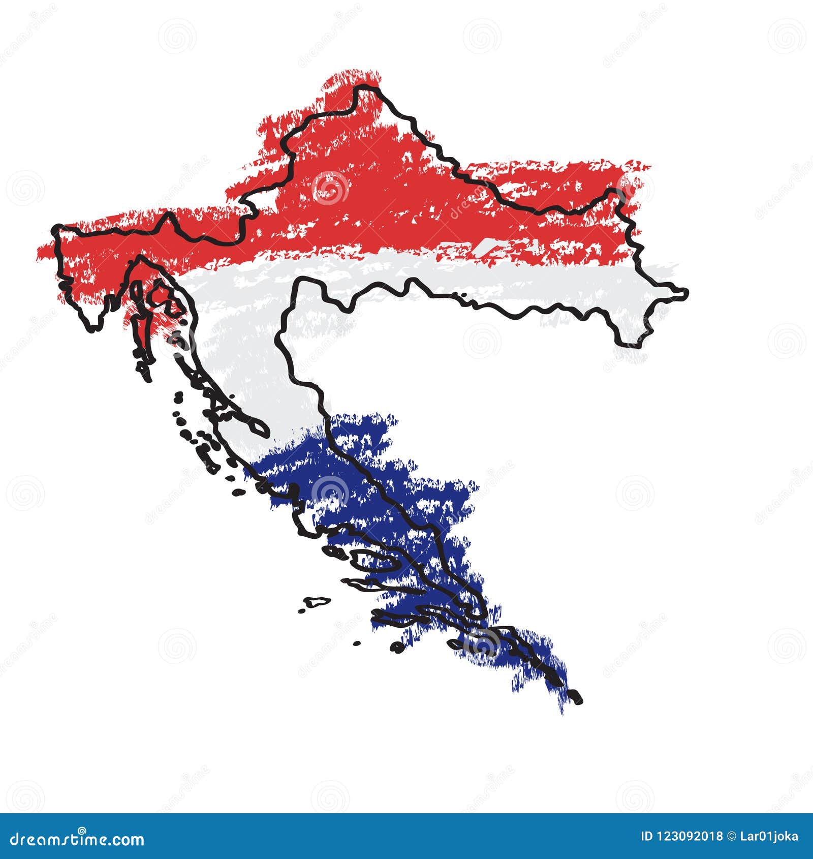 Sketch of a map of Croatia stock vector. Illustration of vector - 123092018