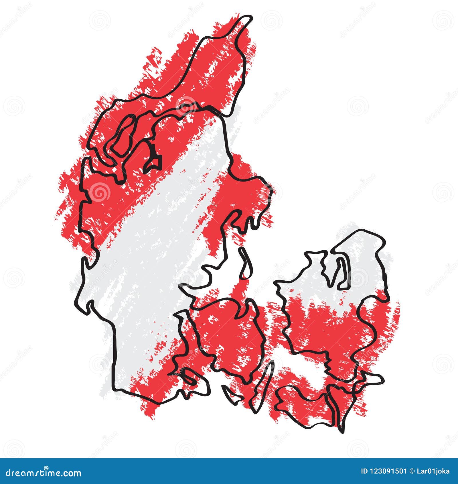 Sketch of a map of Denmark stock vector. Illustration of graphic ...