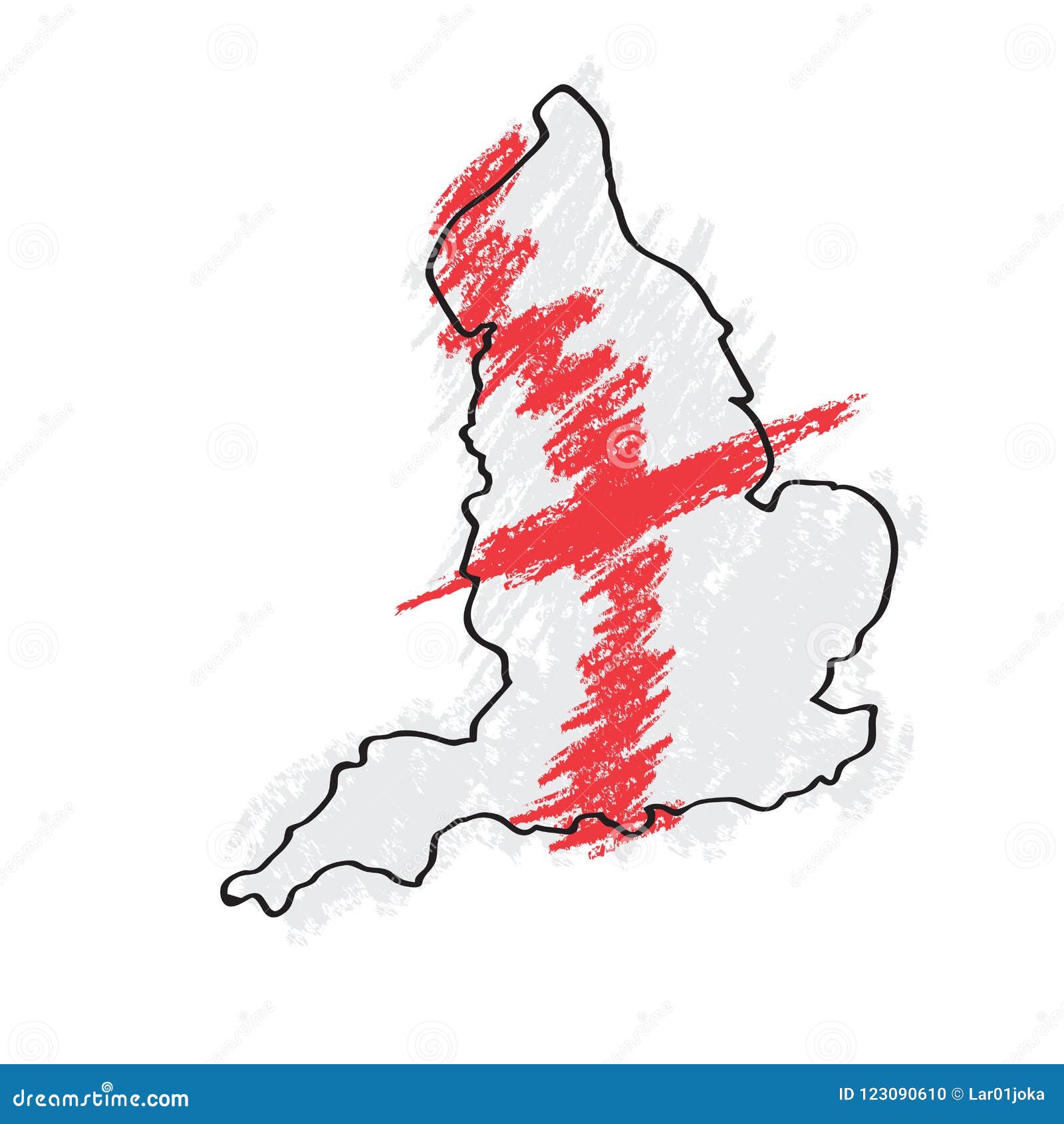 Sketch of a map of England stock vector. Illustration of detailed ...