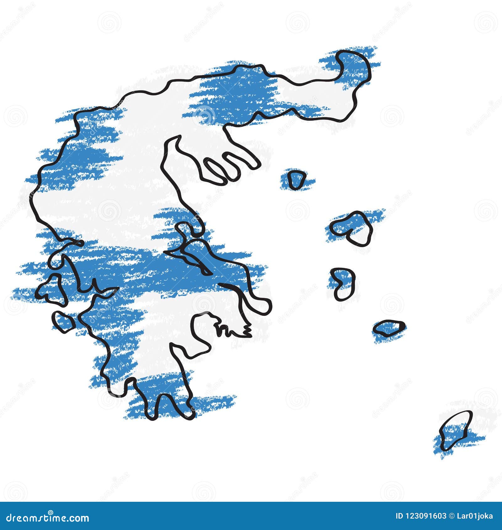 Sketch of a map of Greece stock vector. Illustration of land - 123091603