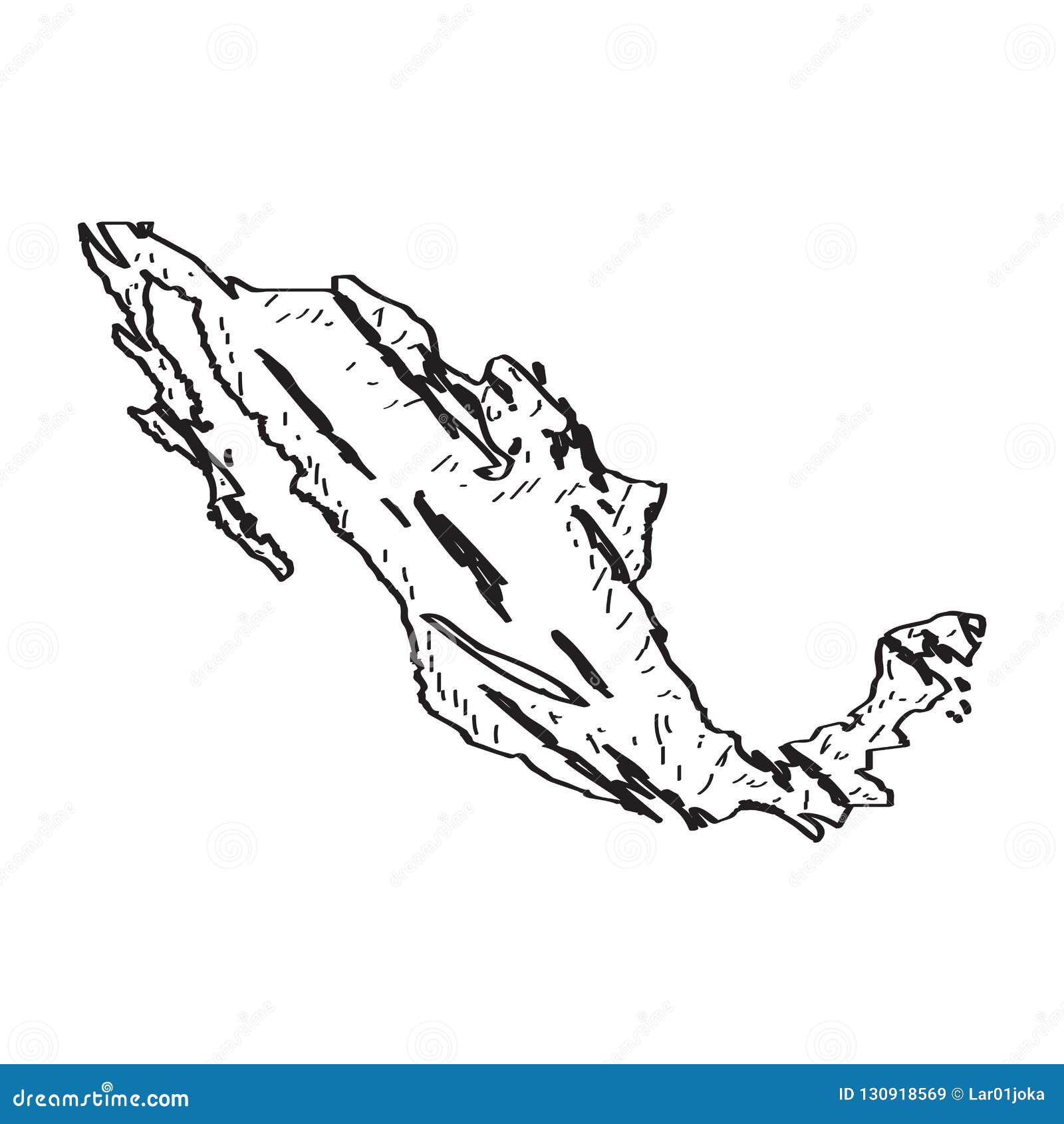 Sketch of a map of Mexico stock vector. Illustration of clipart - 130918569