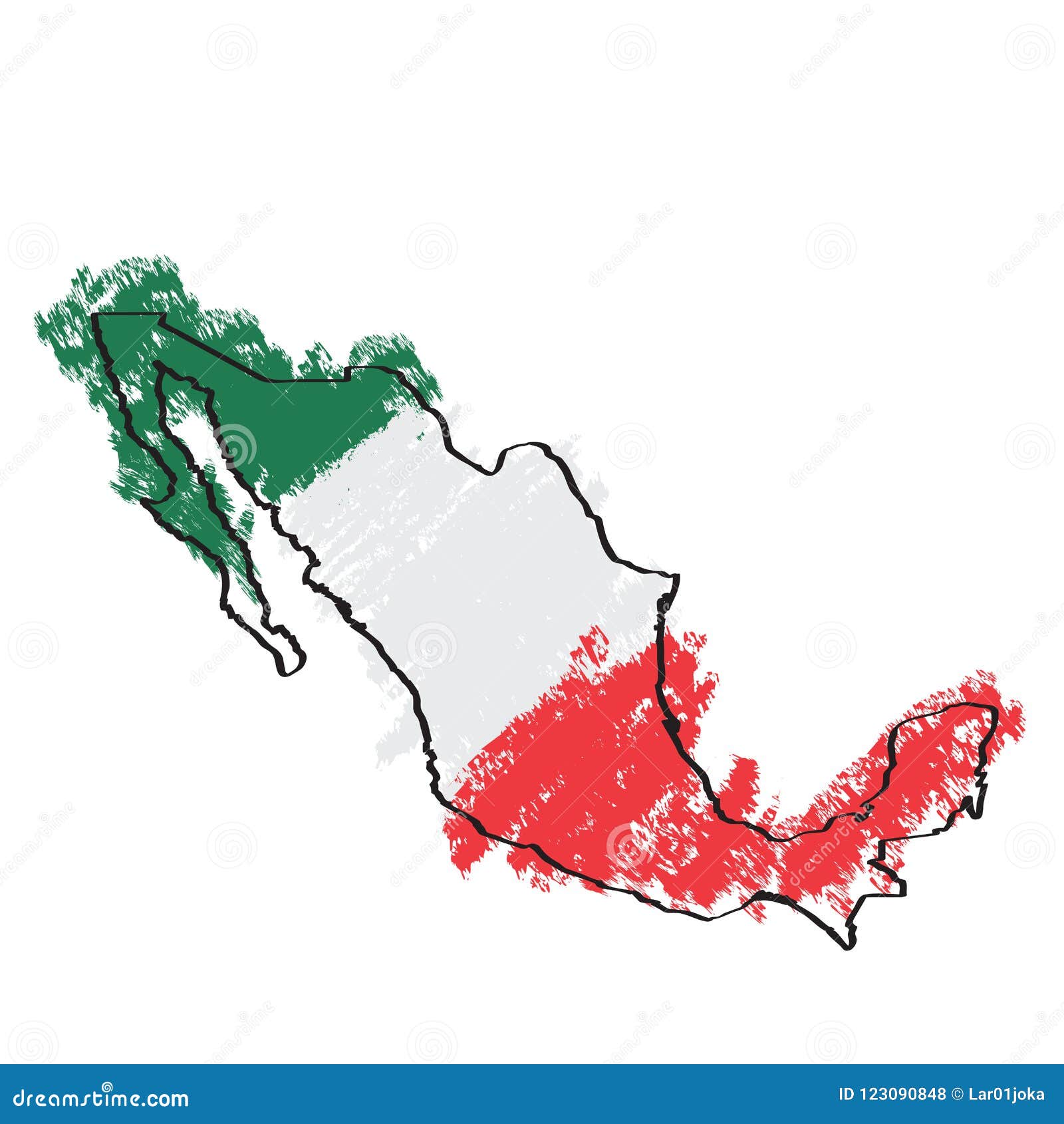 Sketch of a map of Mexico stock vector. Illustration of earth - 123090848