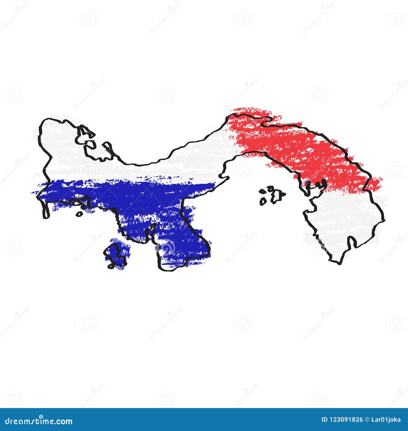 Sketch of a map of Panama stock vector. Illustration of paint - 123091826