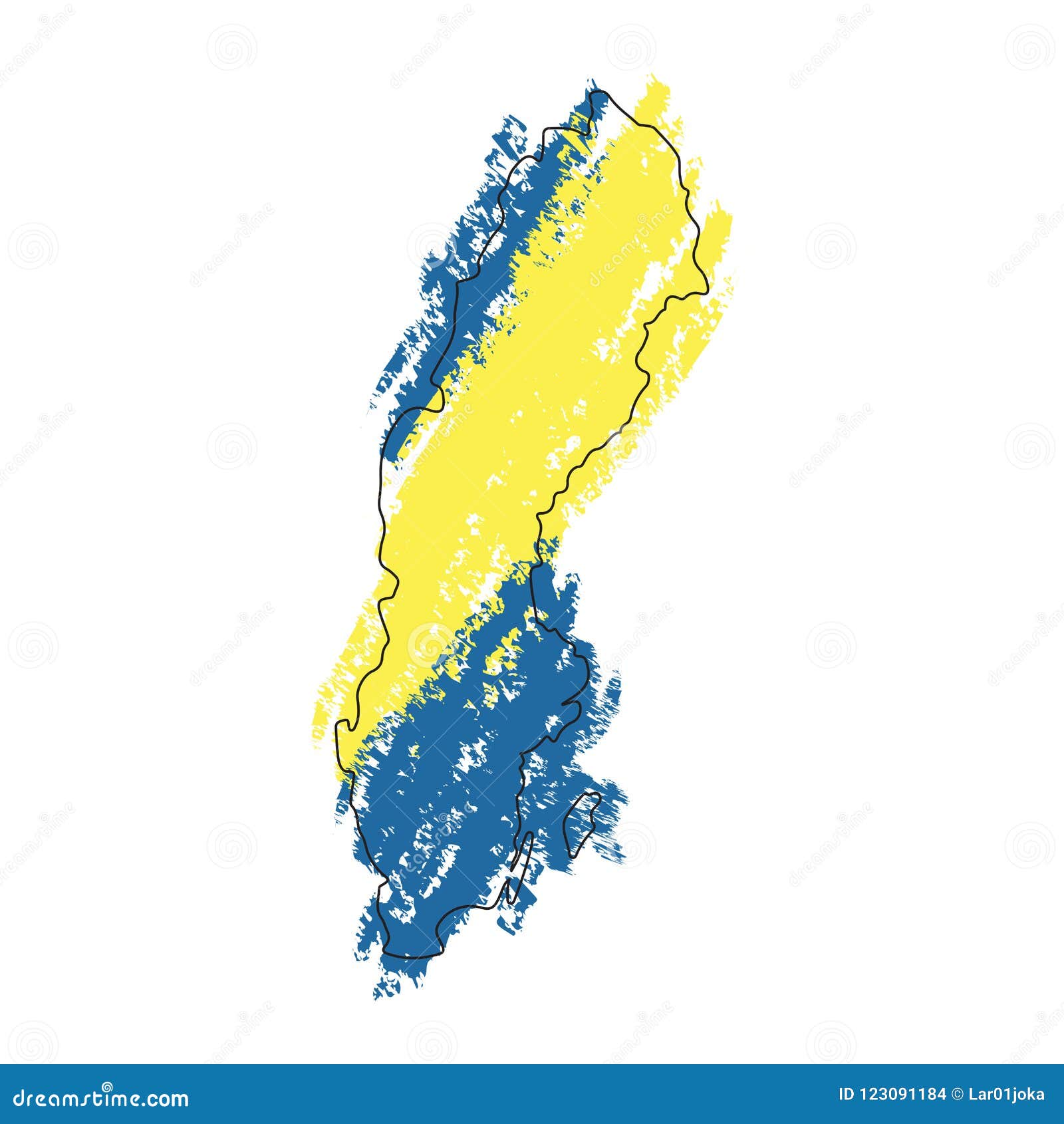 Sketch of a map of Sweden stock vector. Illustration of texture - 123091184