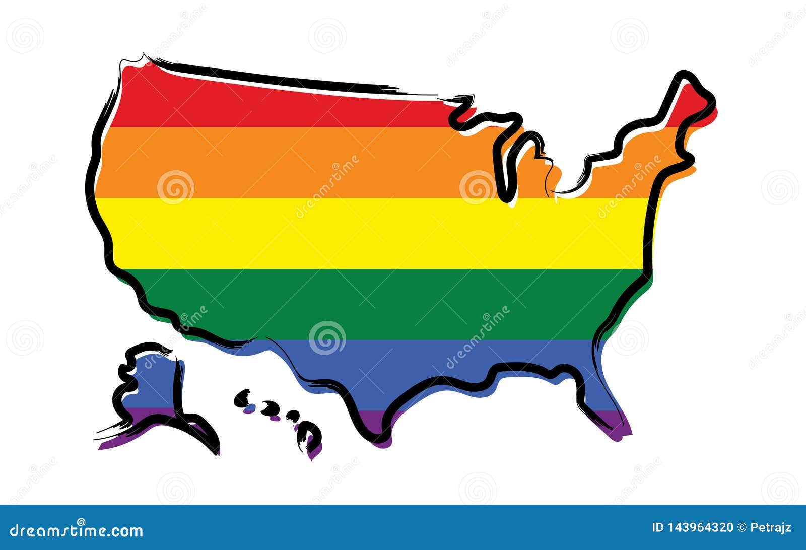 Sketch Map of USA with Pride Colors Stock Vector - Illustration of ...