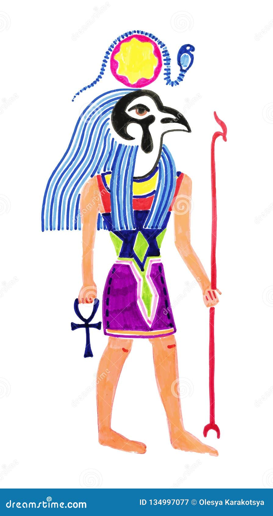 Sketch Marker Drawing of Egyptian God Horus Stock Vector - Illustration ...