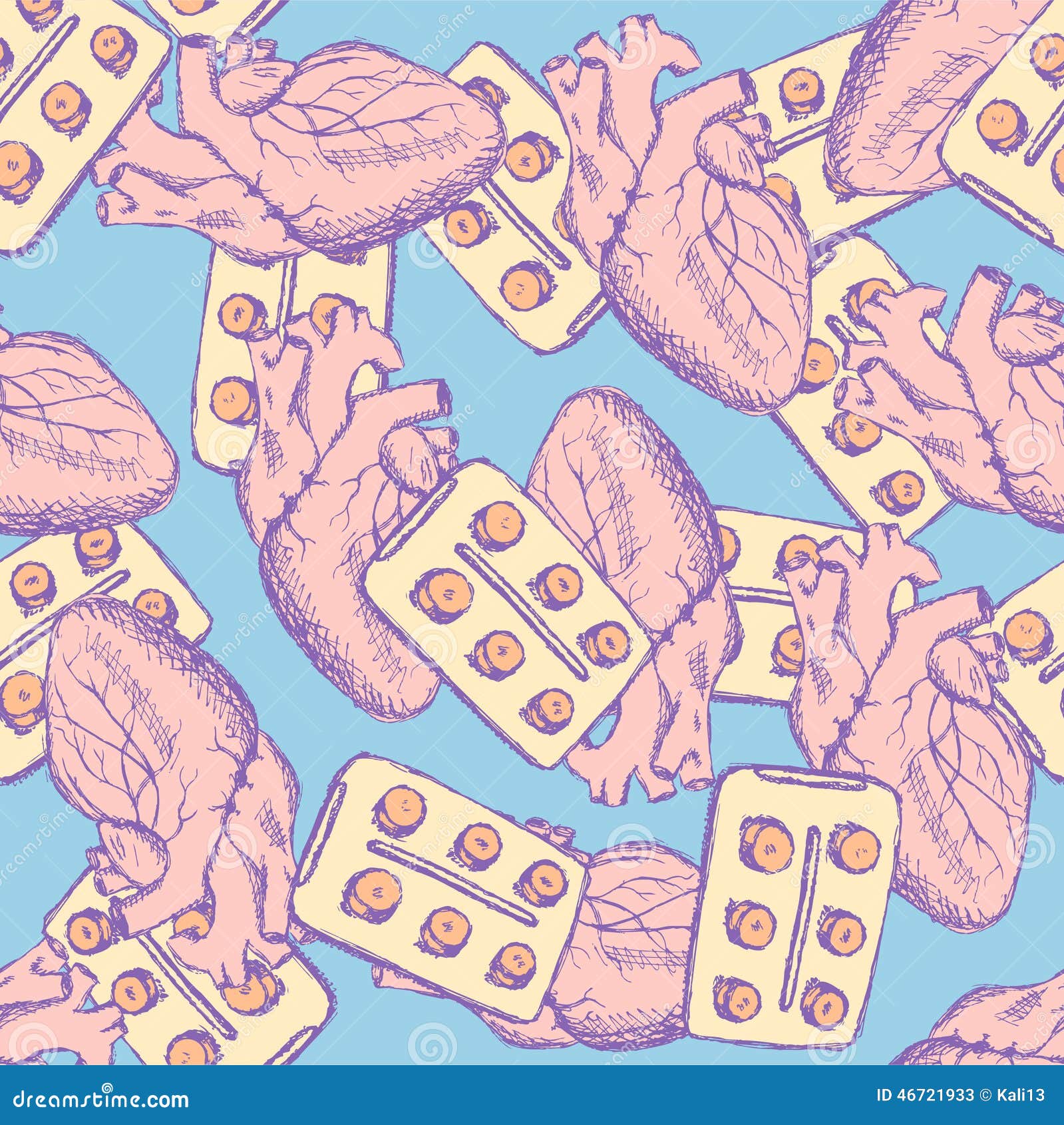 Sketch Medical Seamless Pattern in Vintage Style Stock Illustration ...