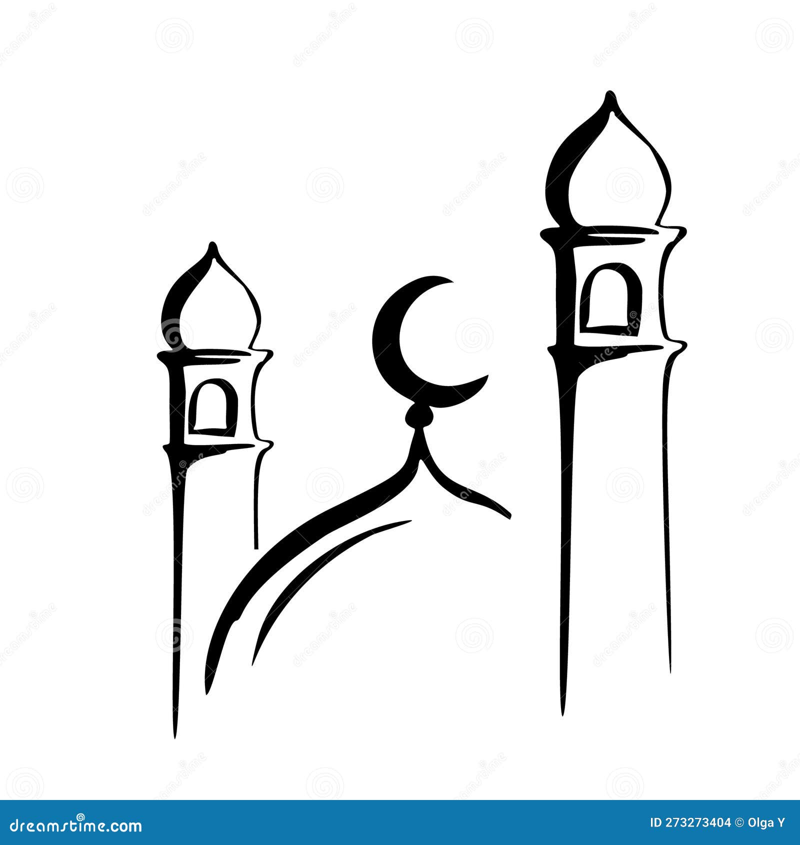 Sketch of Minarets and Domes Stock Vector - Illustration of drawing ...
