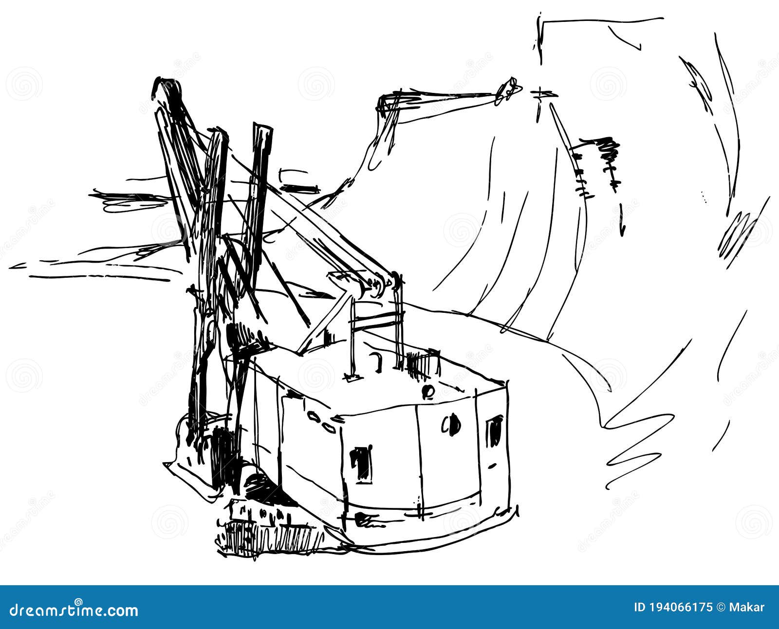 Sketch of a Mining Excavator at Work Stock Vector - Illustration of ...