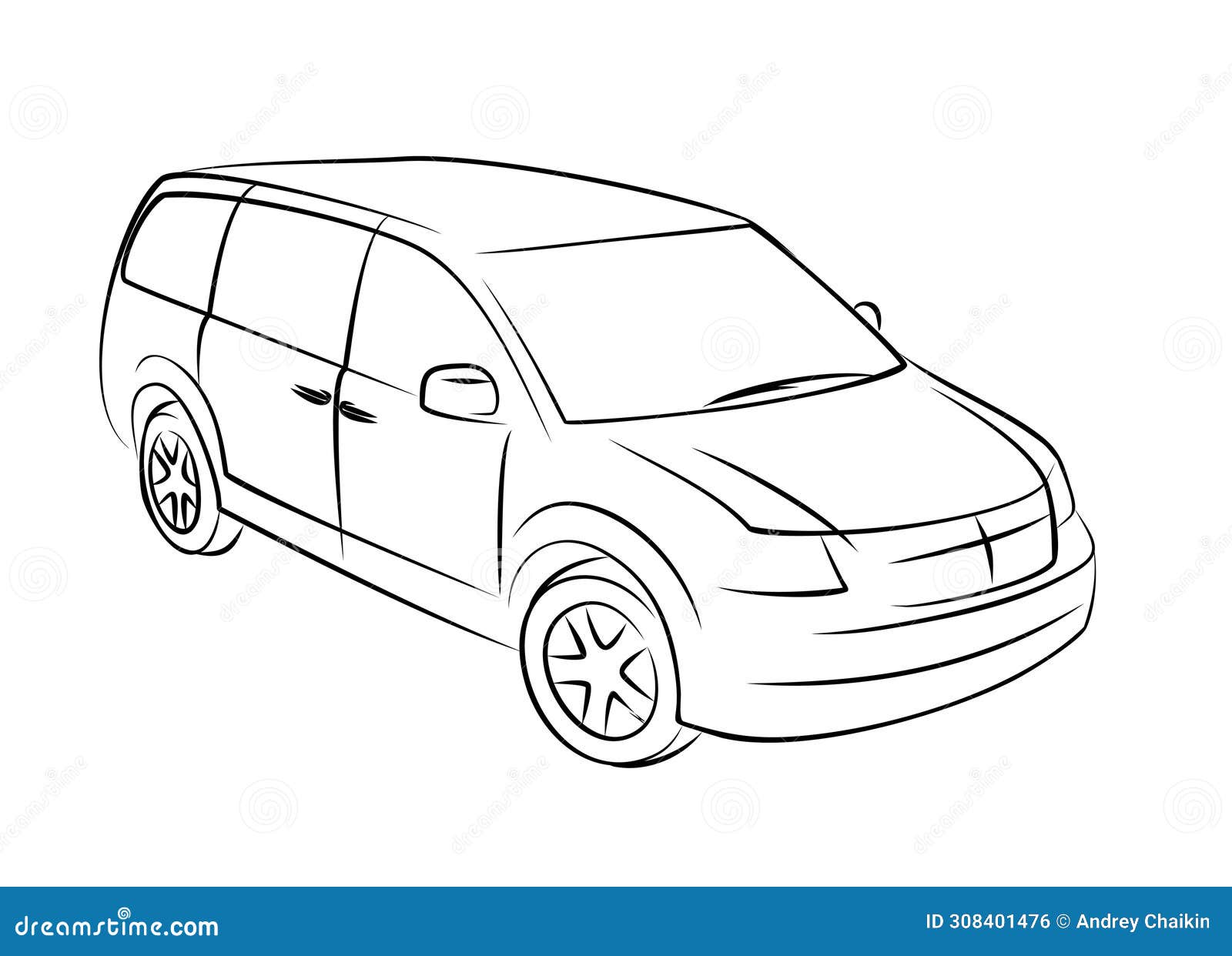 The sketch of a minivan. stock vector. Illustration of symbol - 308401476