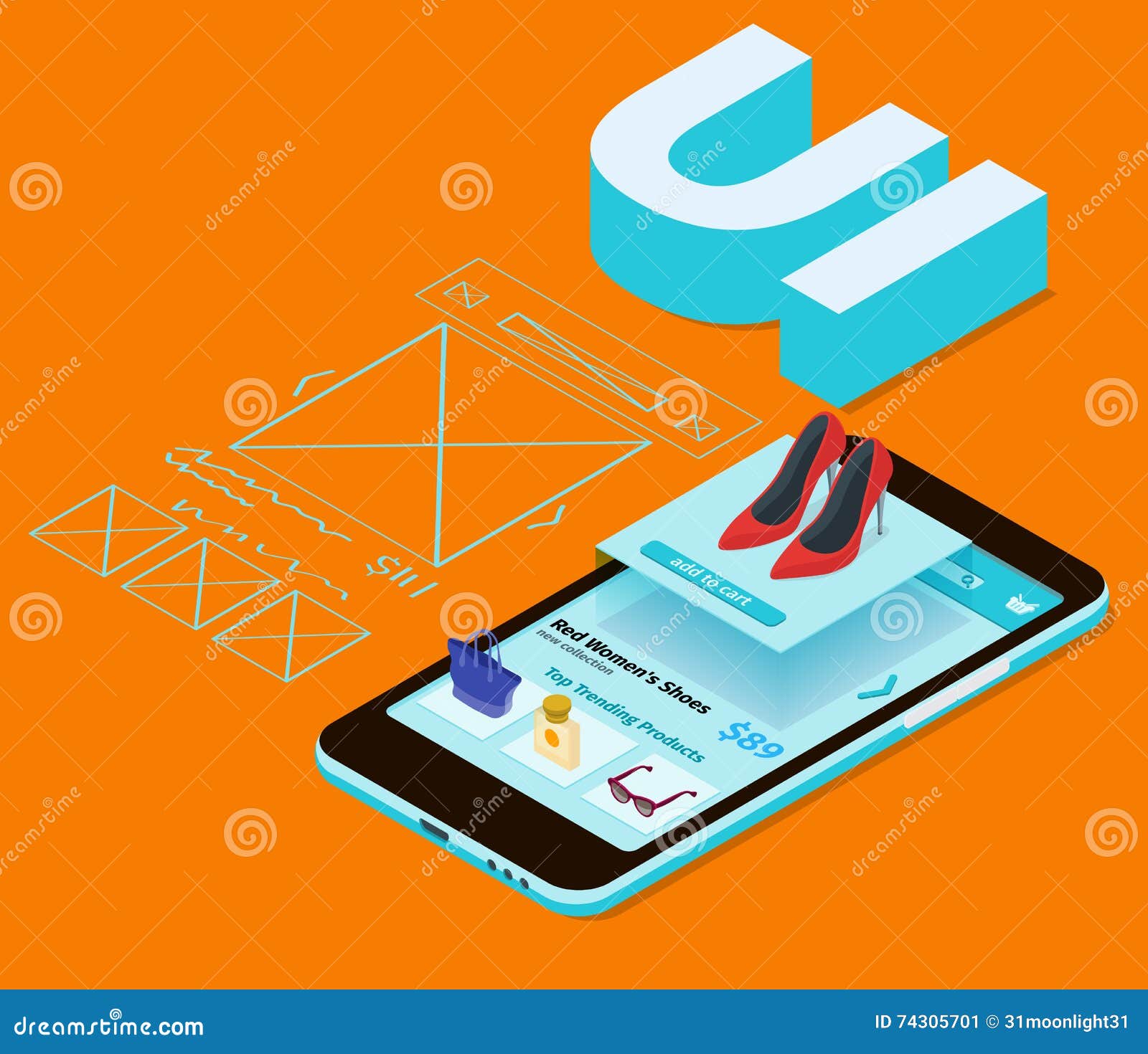Sketch Mobile Application. Mobile App Development Stock Vector ...