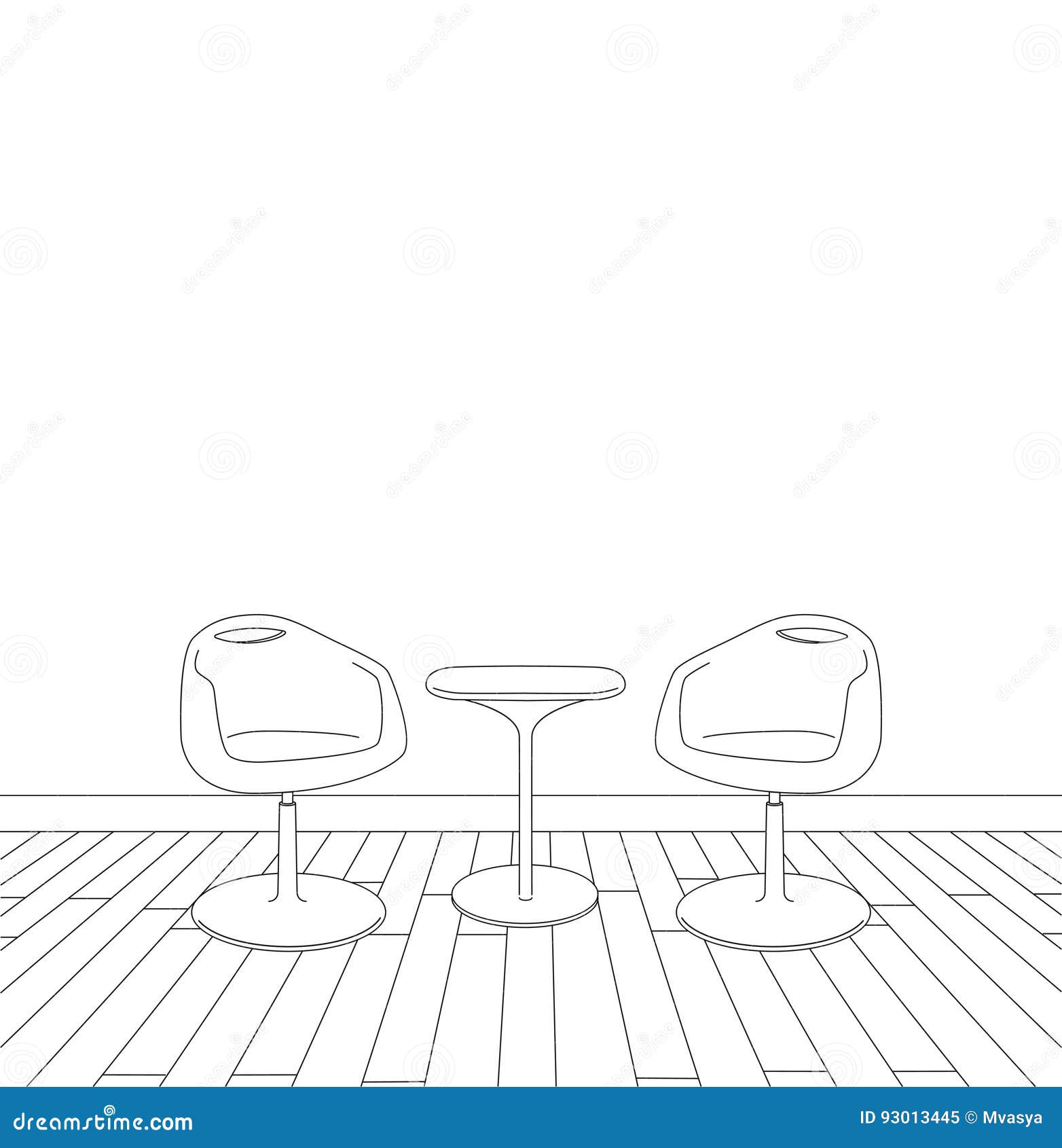 Sketch of Modern Interior Table and Chairs Stock Vector - Illustration ...