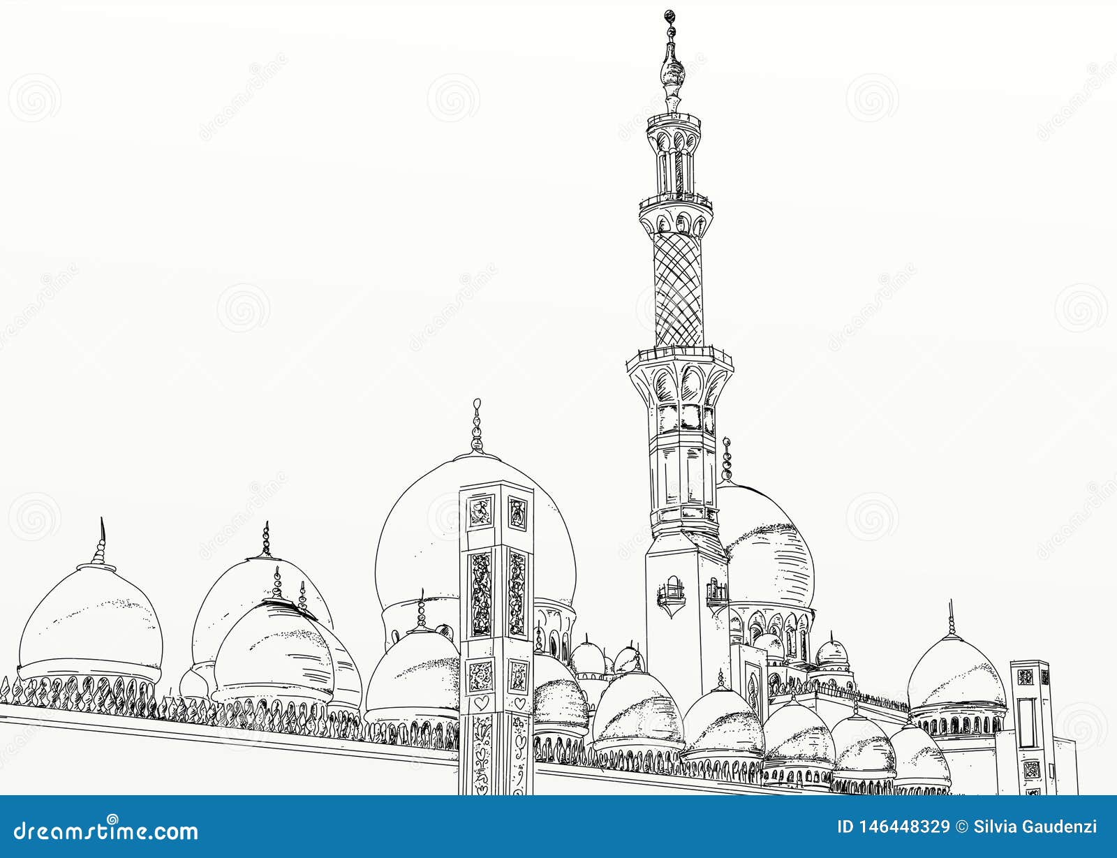 Mosque and Minaret stock illustration. Illustration of minaret - 146448329