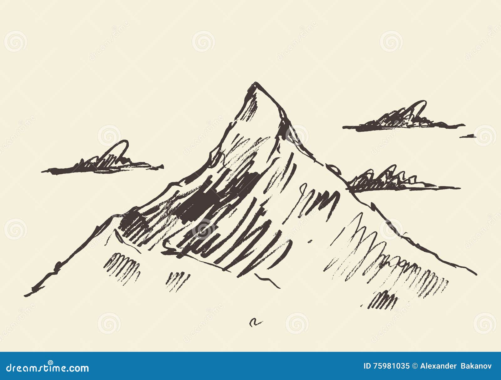 Sketch of a Mountain Peak, Vector Illustration Stock Vector ...