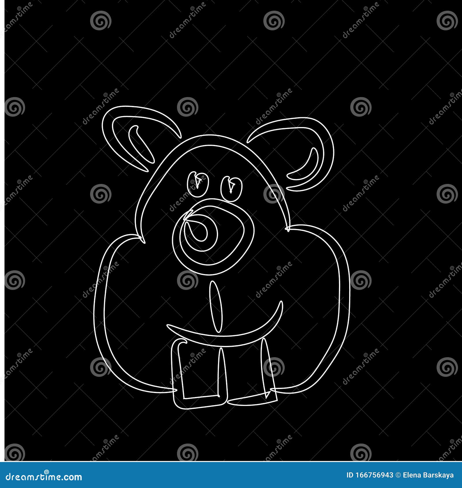 A Sketch of a Mouse with Big Teeth Executed with a White Brush Stock ...