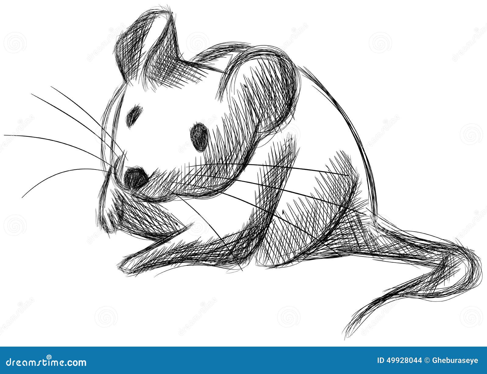 Sketch Of A Mouse In Black And White Isolated Stock Illustration ...