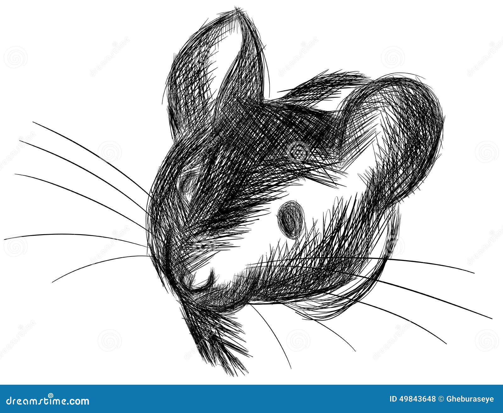 Sketch of a Mouse in Black and White Isolated Stock Illustration ...