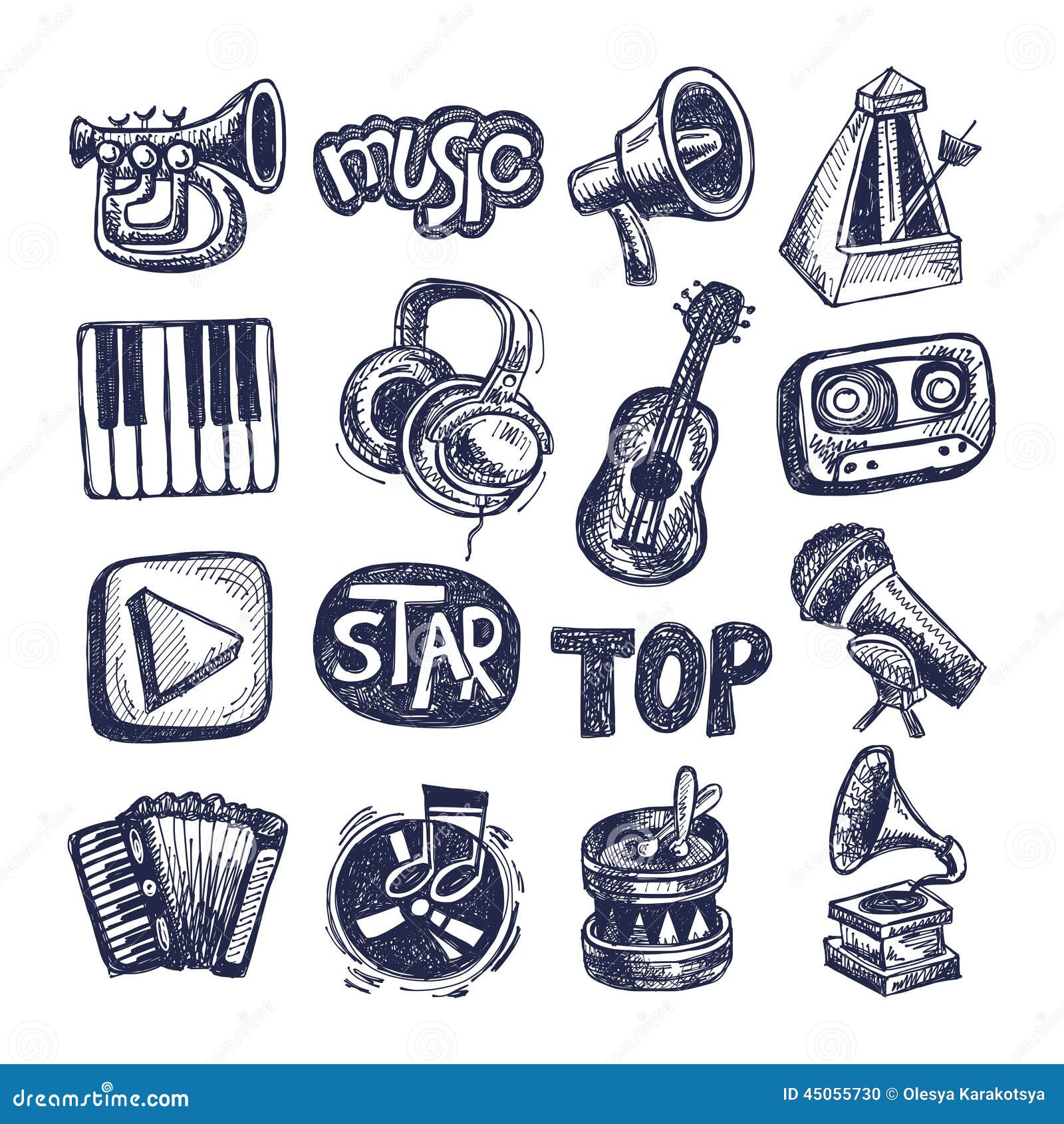 Sketch Of Music Elements Cartoon Vector | CartoonDealer.com #42263213