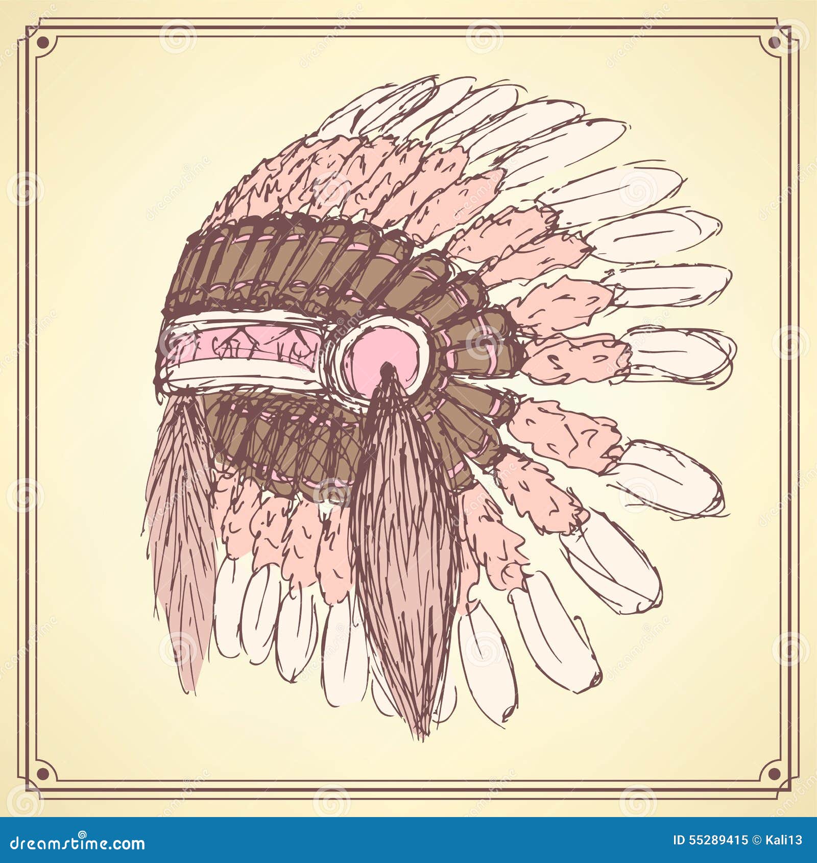 Sketch Native American S Hat in Vintage Style Stock Vector ...