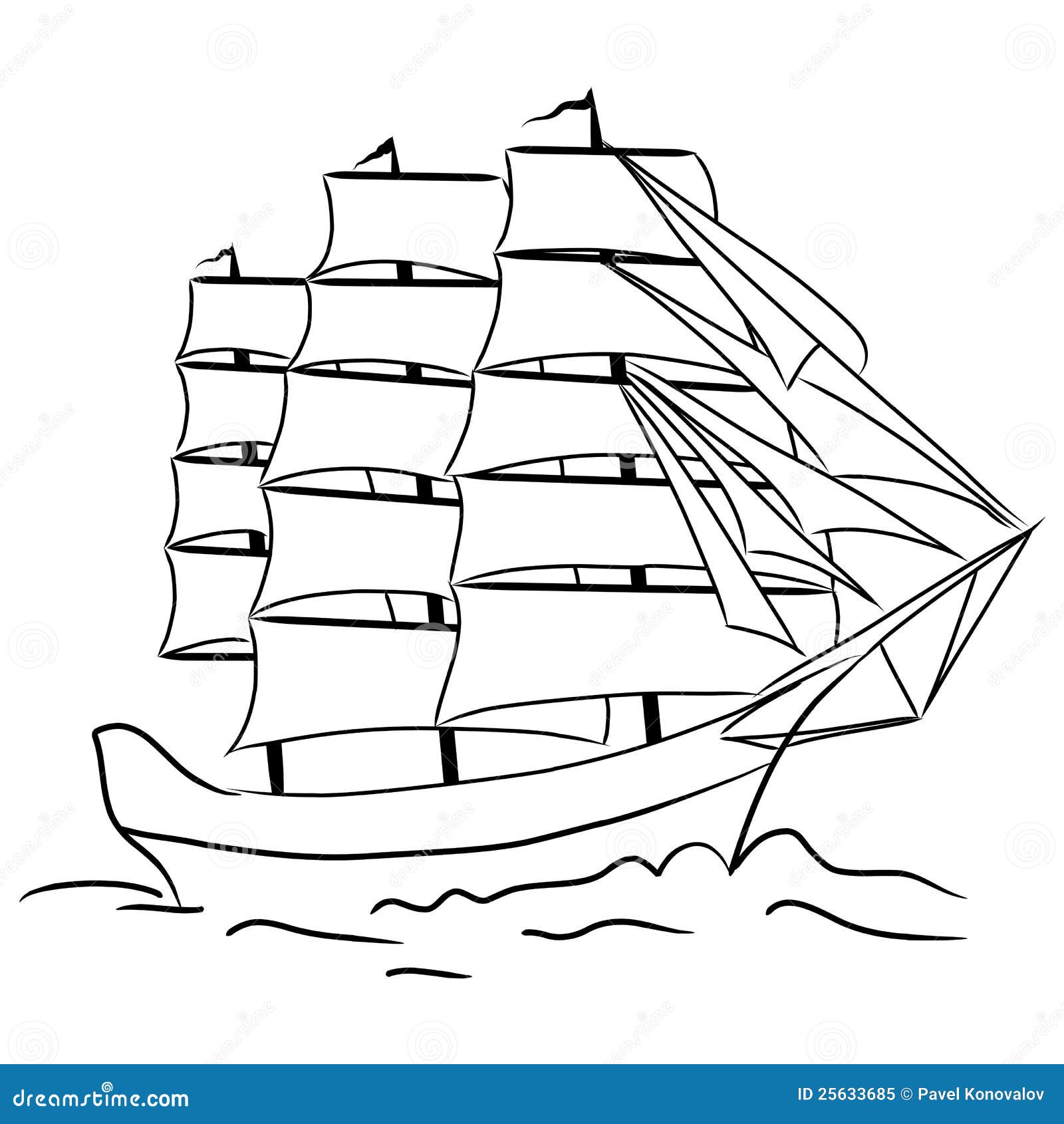 Sketch of Nautical Sailing Vessel Stock Illustration - Illustration of ...