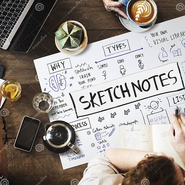 Sketch Notes Creative Drawing Design Graphic Concept Stock Photo ...
