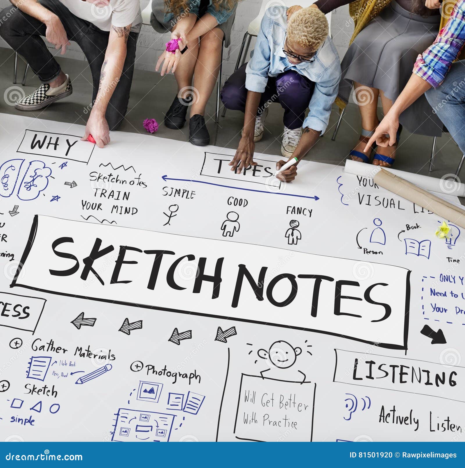 Sketch Notes Creative Drawing Design Graphic Concept Stock Photo ...